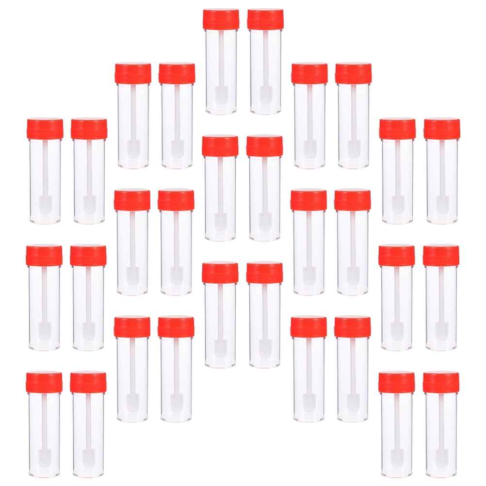 30 Pcs High Transparent Plastic Stool Cup with Spoon Scaled Sputum ...