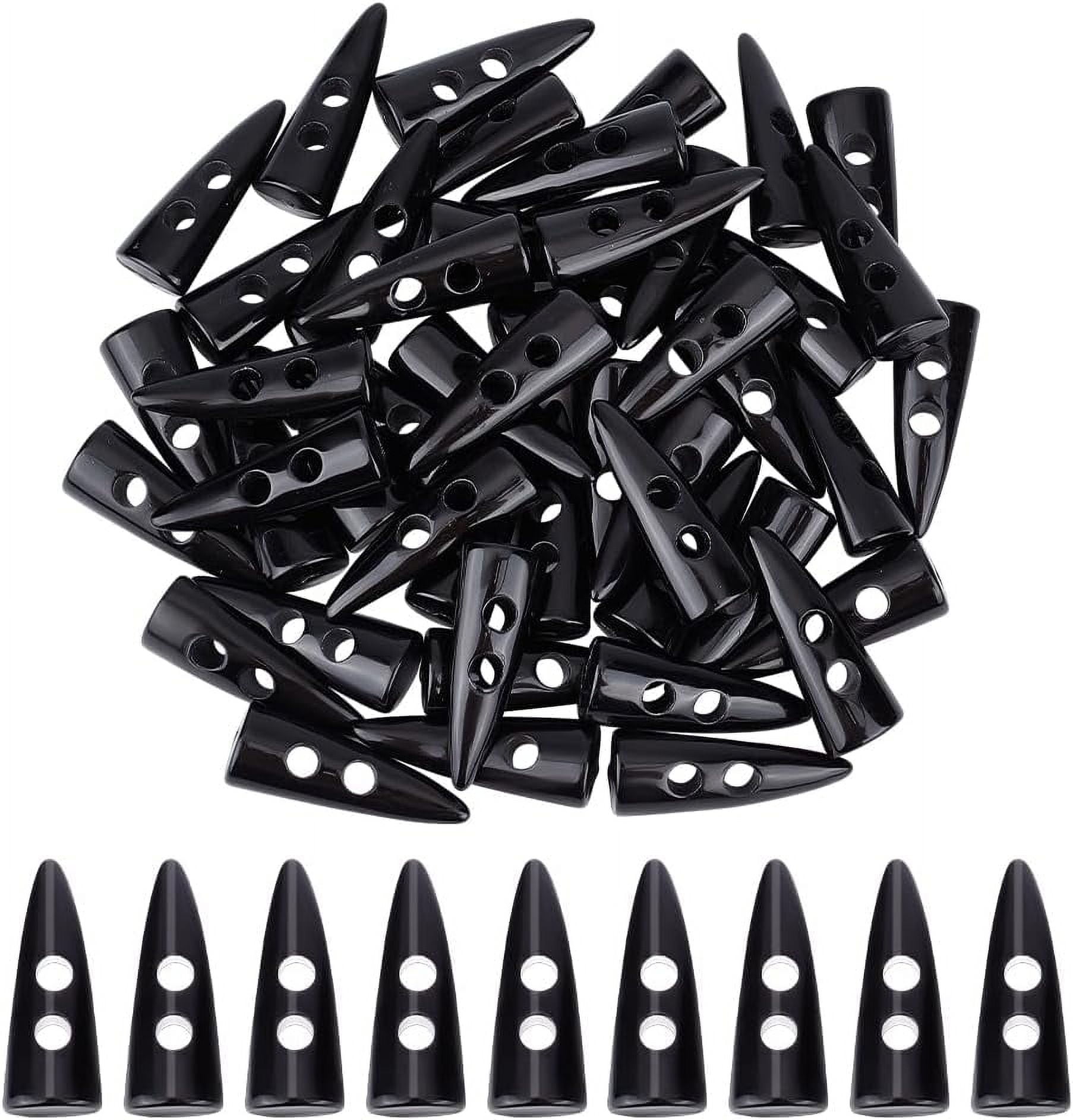 30 Pcs Horn Toggle Buttons Resin Ox Horn Buttons Black Double Hole ...