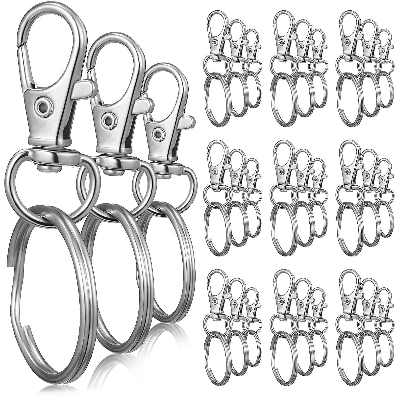 30 Pcs Key Rings with Swivel Clasps Keychain Rings with Lobster Snap ...