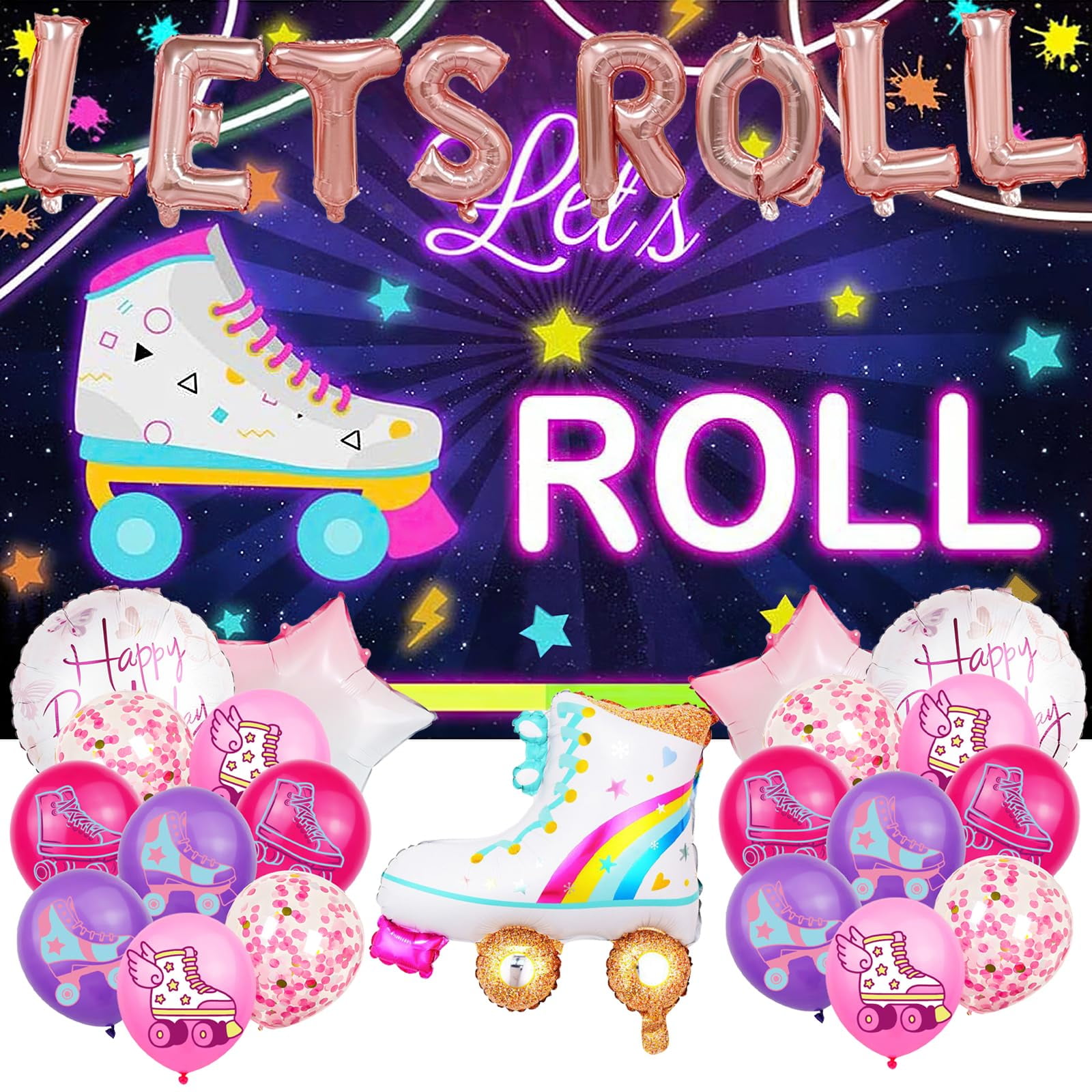 30 Pcs Lets Roll IFF17 Birthday Party Supplies, Include Roller Latex ...