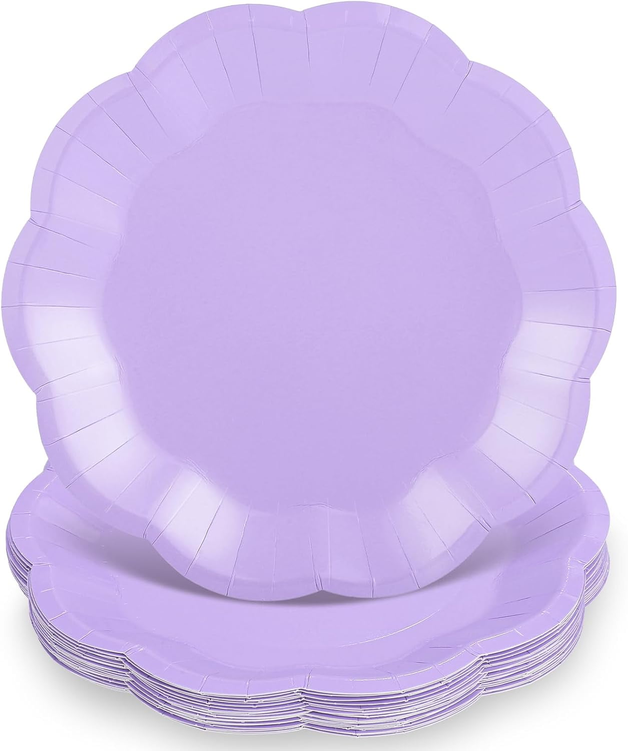 30 Pcs Light Purple Paper Plates, 9 Inch Scalloped Lavender Dessert ...