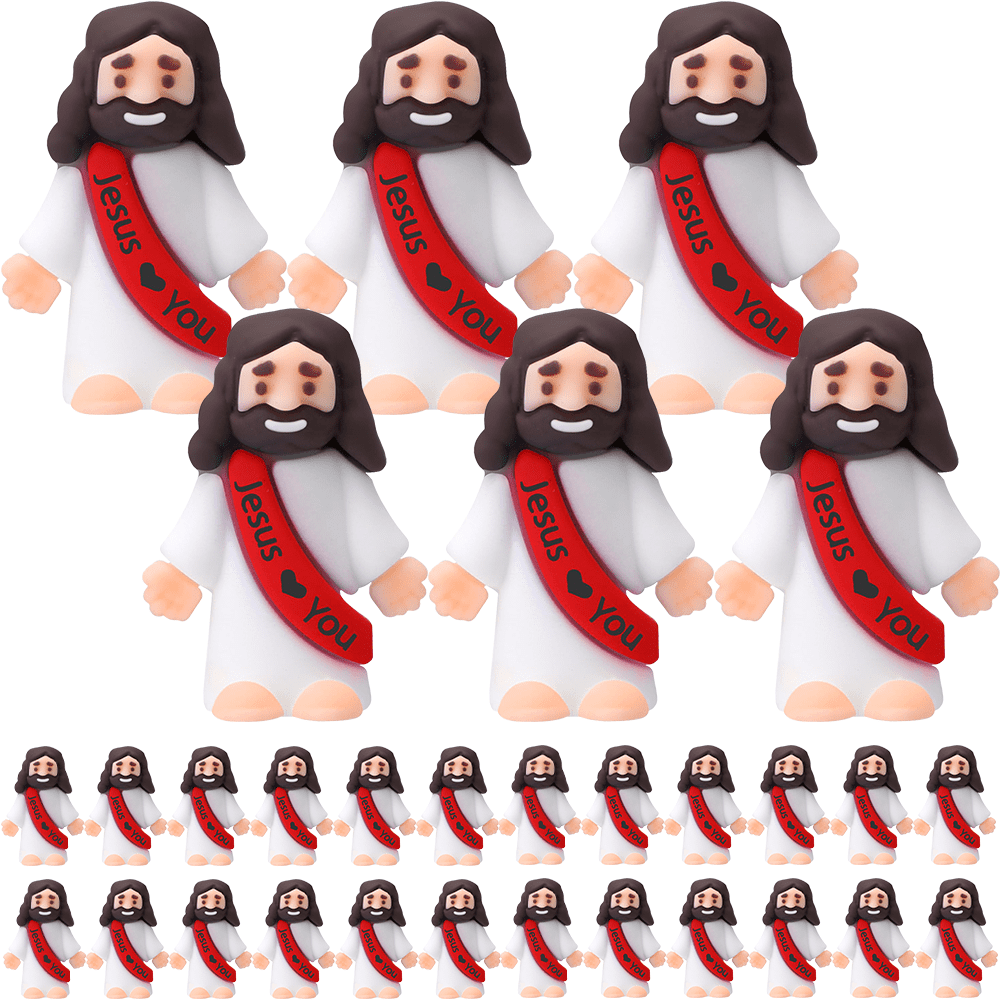 30 Pcs Little Jesus Figures Original Design Jesus Love You Mini Rubber ...