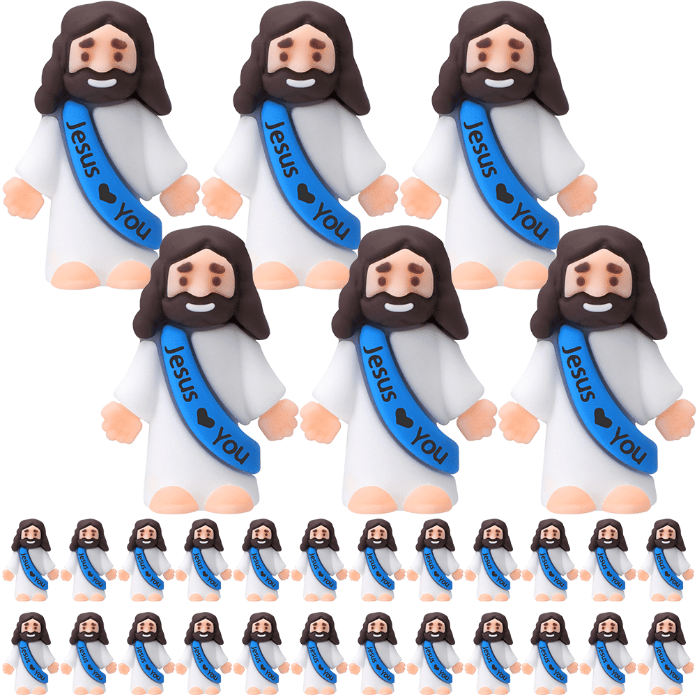30 Pcs Little Jesus Figures Original Design Jesus Love You Mini Rubber ...