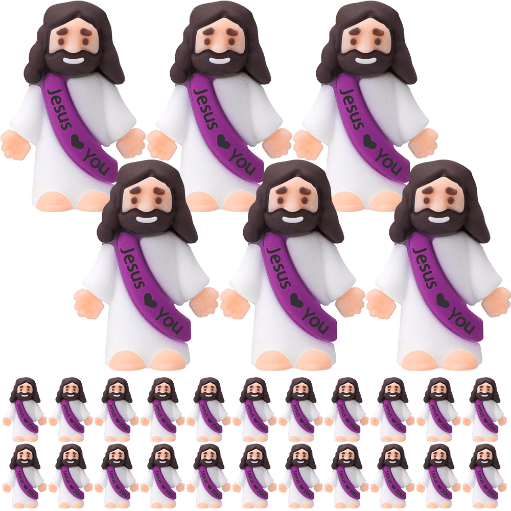 30 Pcs Little Jesus Figures Original Design Jesus Love You Mini Rubber ...