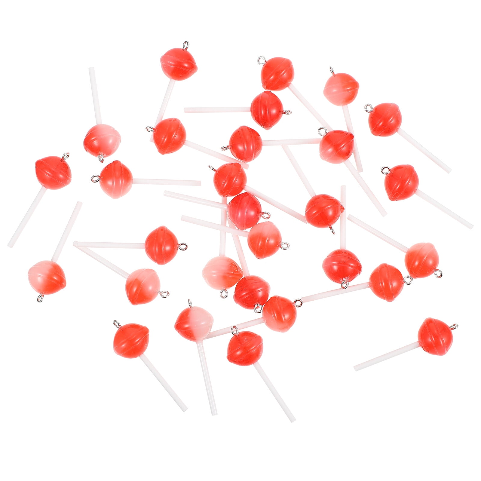 30 Pcs Lollipops Kit Lollipop Pendant DIY Keychain 1.5X1.5X4.5CM Red ...