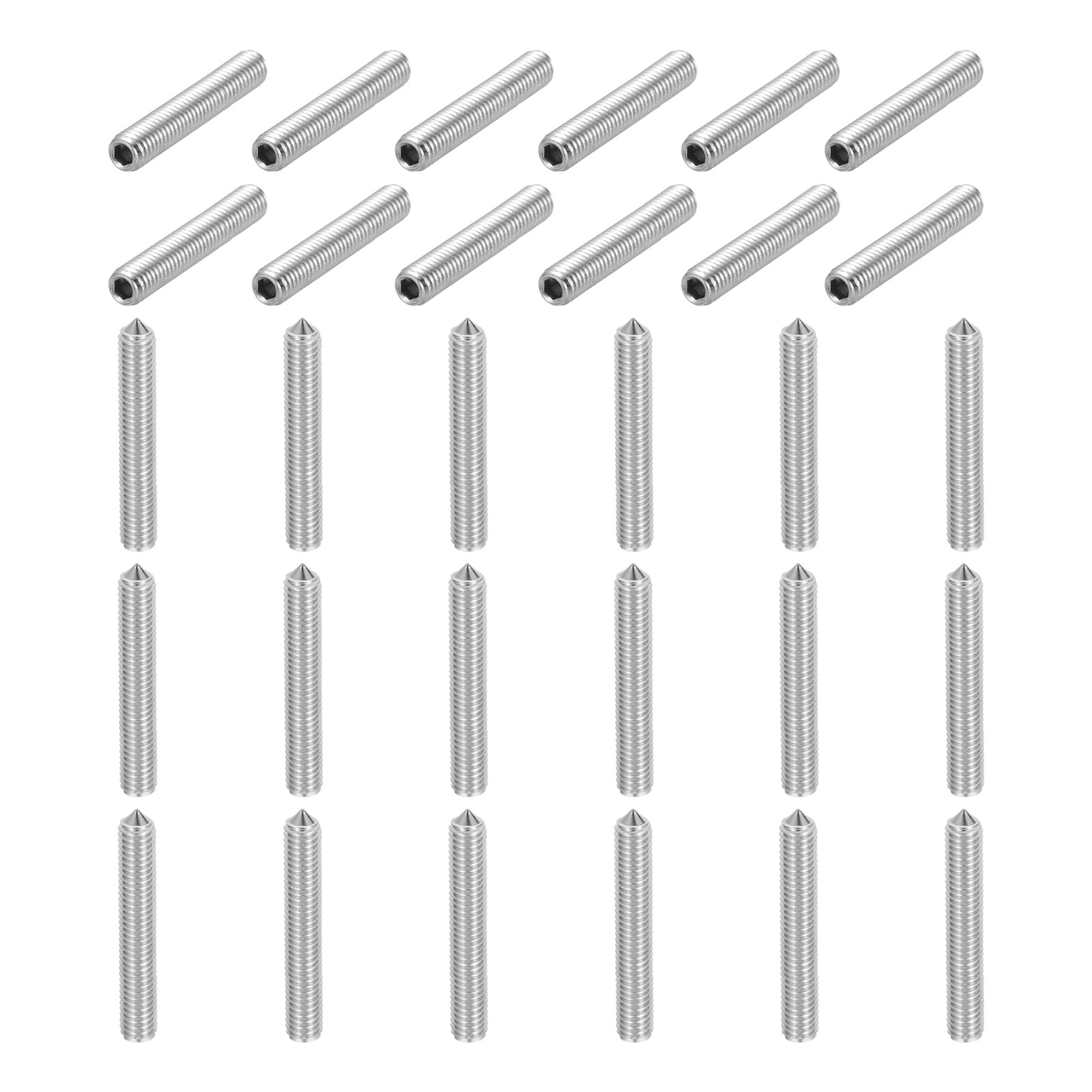 30 Pcs M6x40mm Set Screws, 304 Stainless Steel Cone Point Hex Socket Grub Screw - Walmart.com