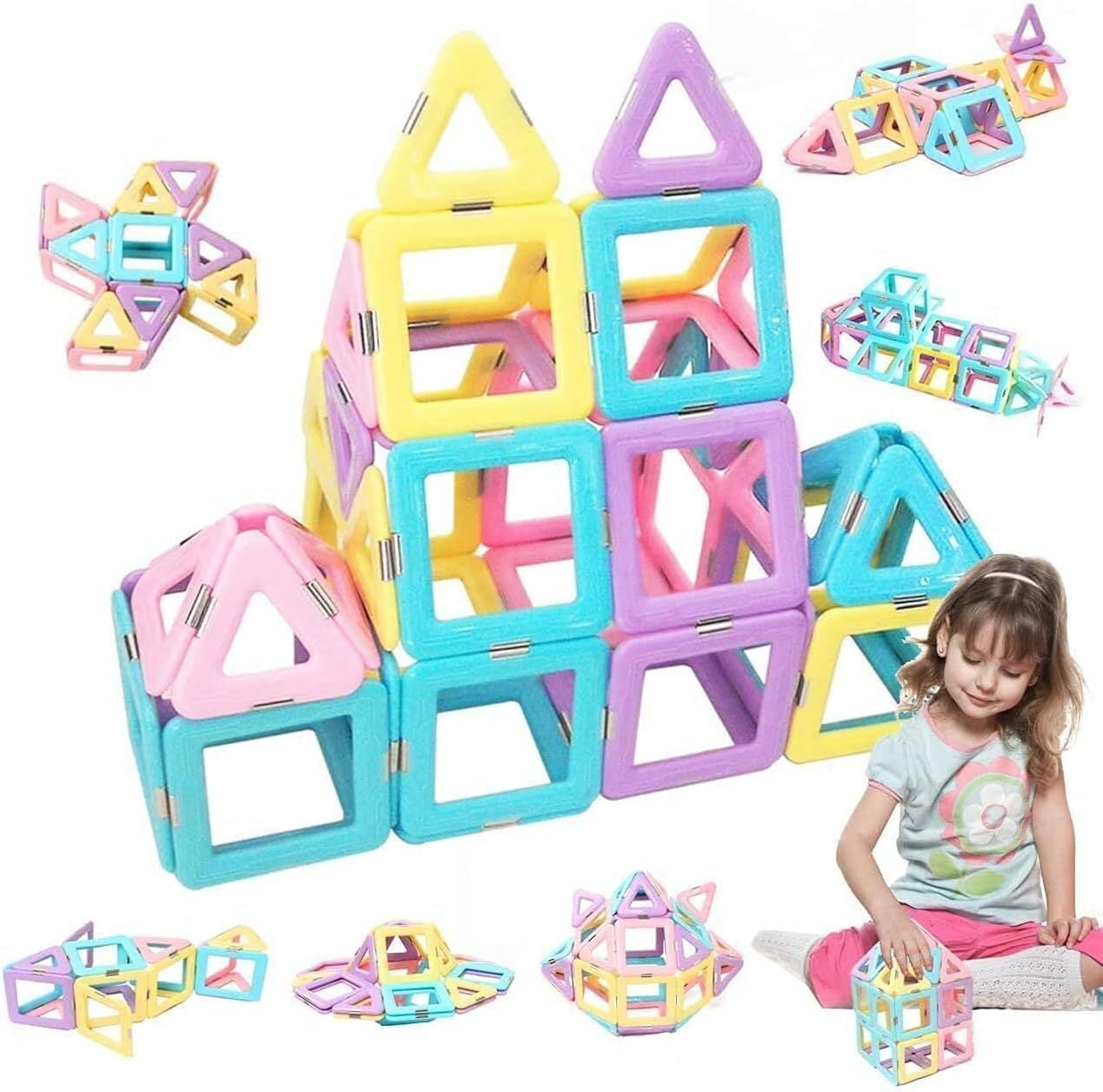 30 Pcs Magnetic Tiles,Magnetic Building Blocks Set Educational STEM ...