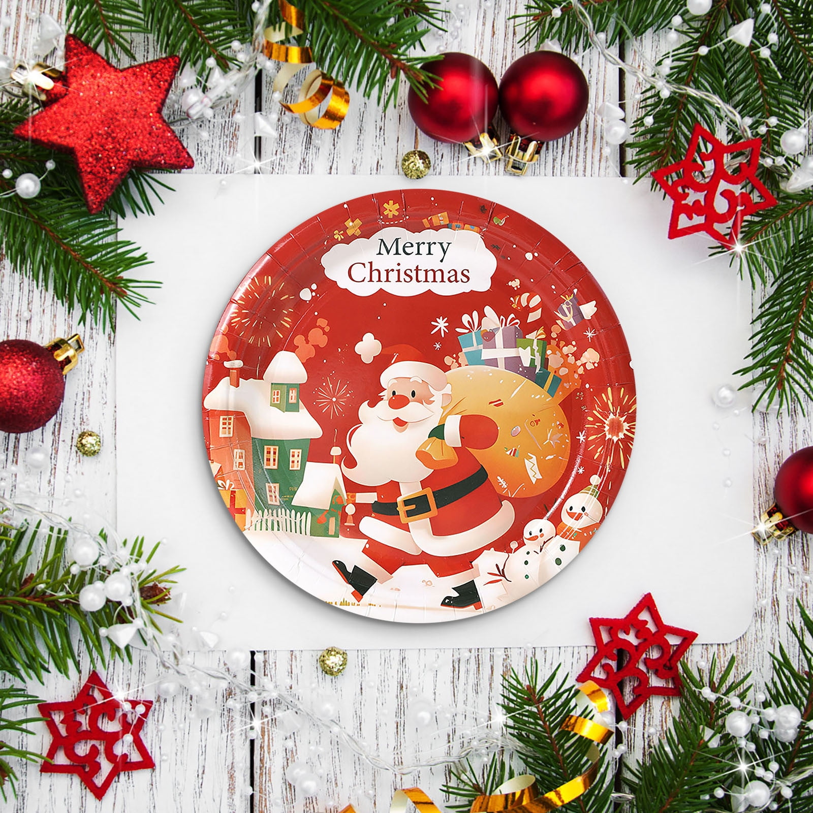 30 Pcs Merry Christmas Paper Plates,Christmas Theme Dishes Serves 30 ...