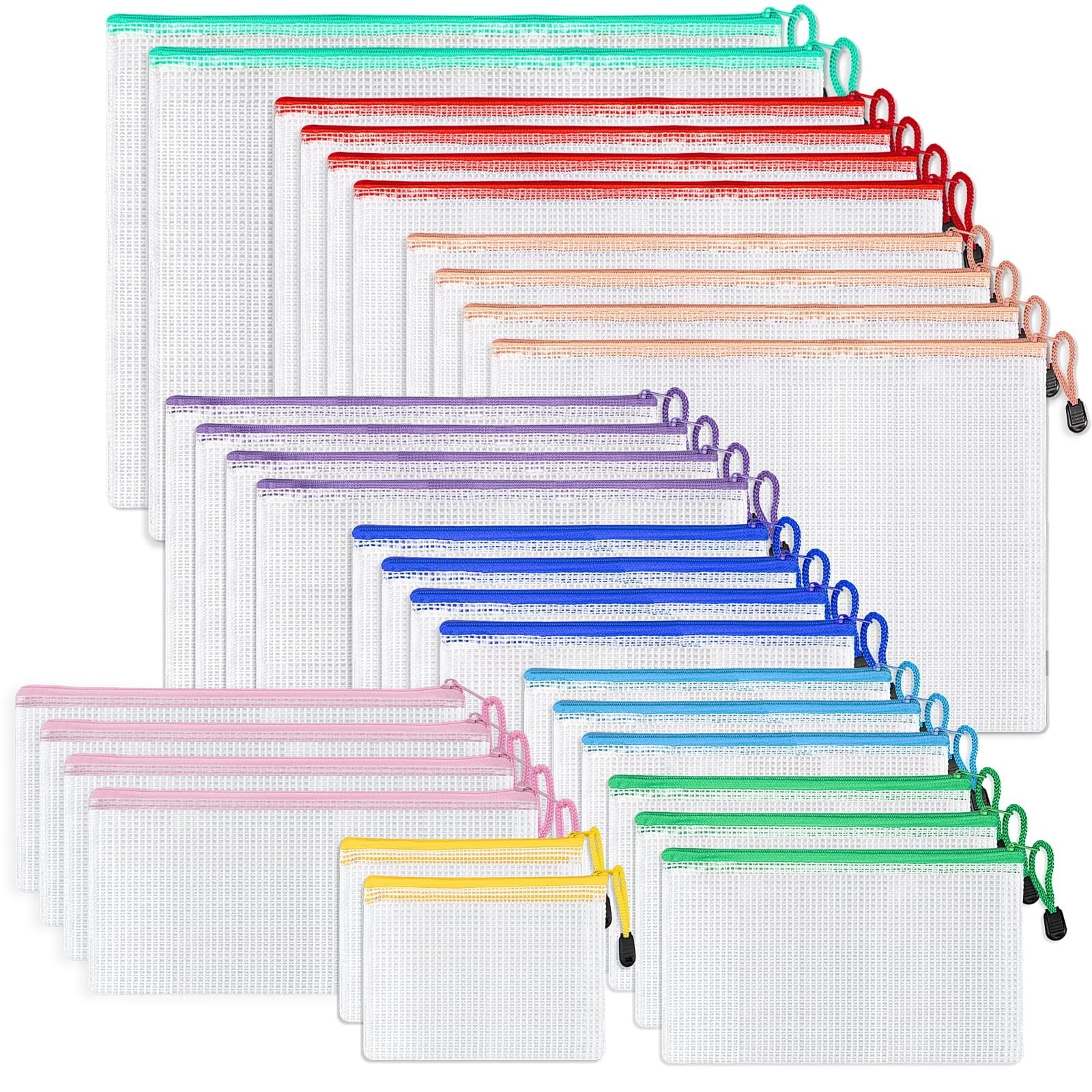 30 Pcs Mesh Zipper Pouch Bags, A4 Size Waterproof File Bags, with 10 ...