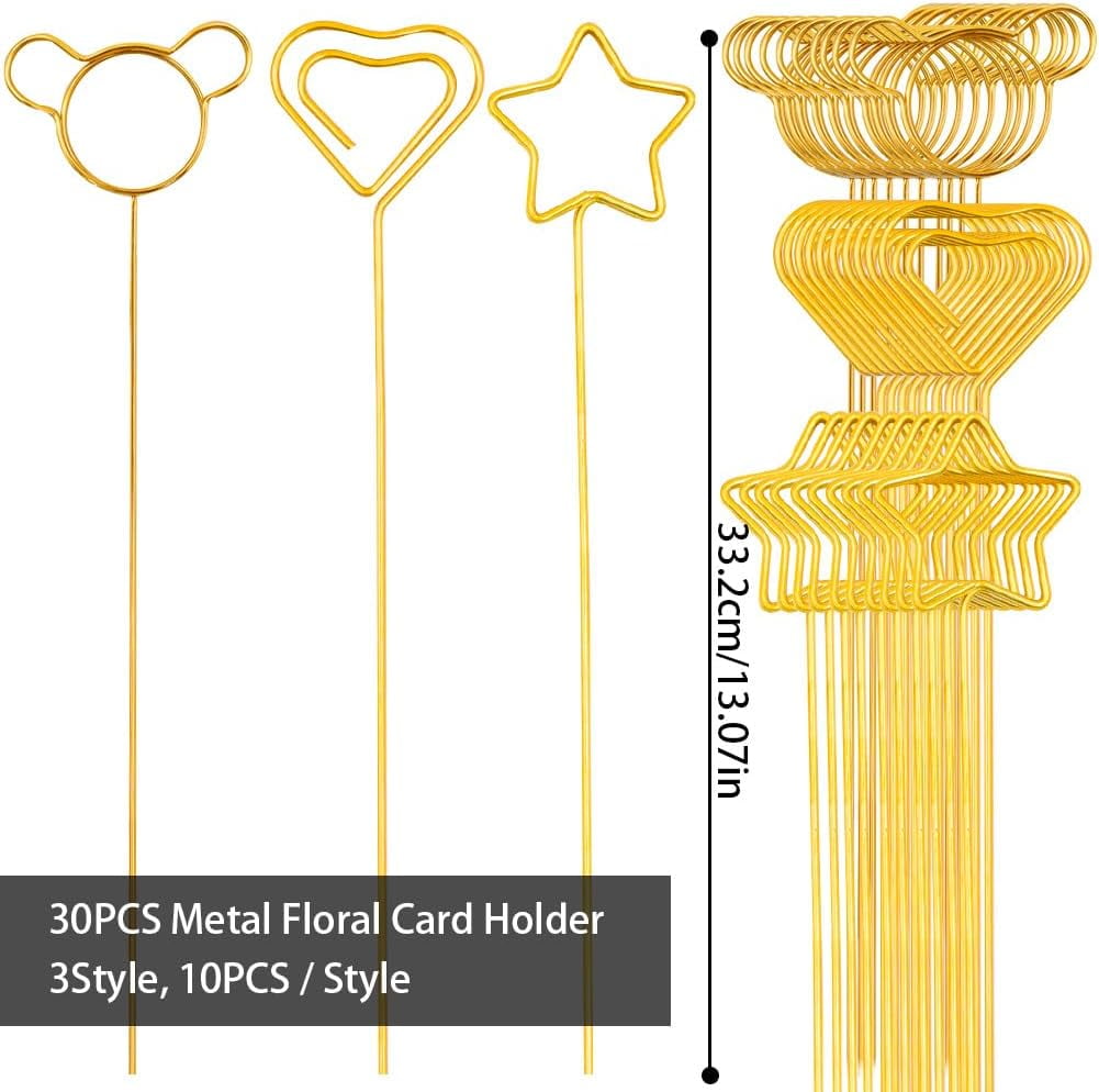 30 Pcs Metal Wire Floral Place Card Holder, Gold Floral Card Holder ...