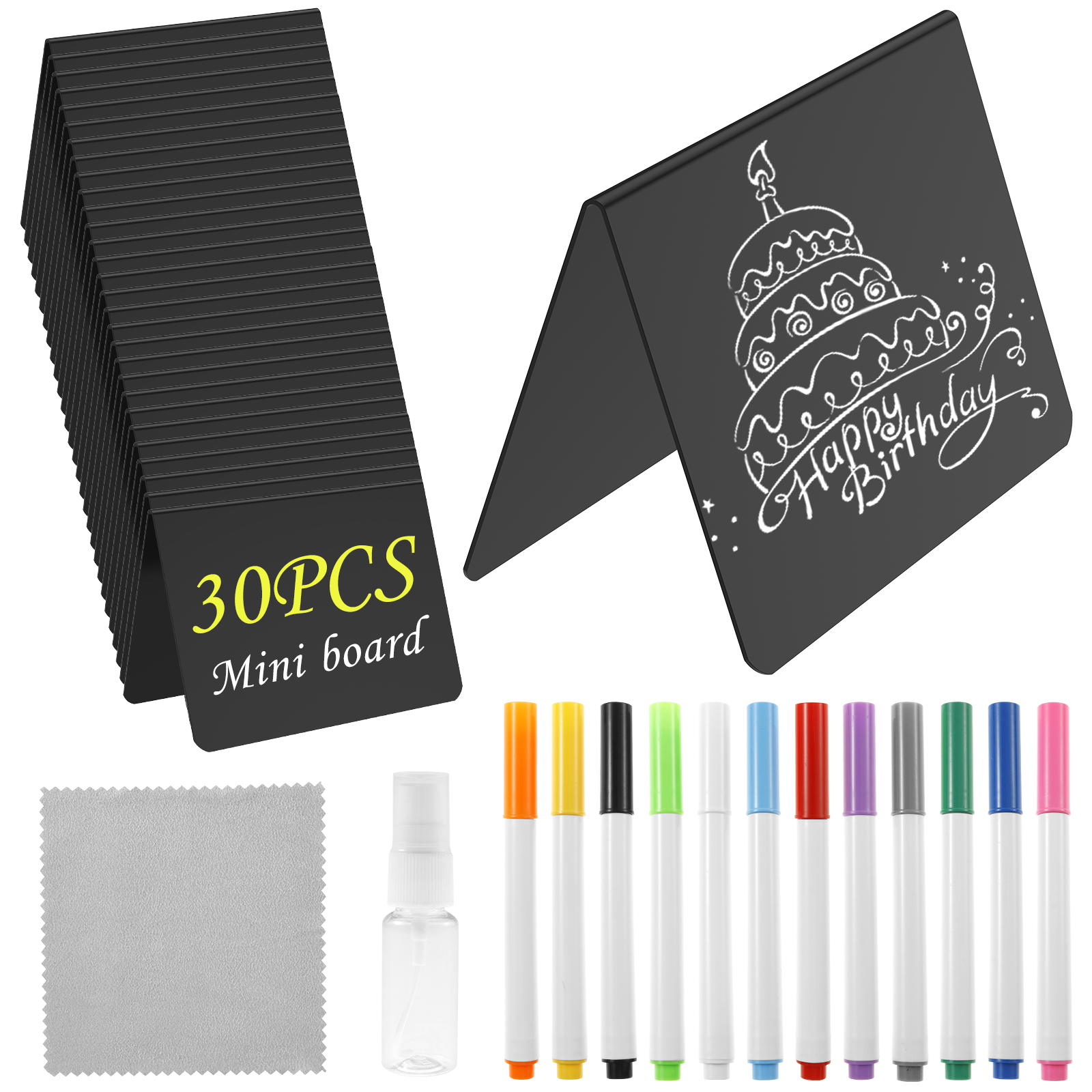 30 Pcs Mini Chalkboard Sign Waterproof Buffet Food Label with 12 Color ...