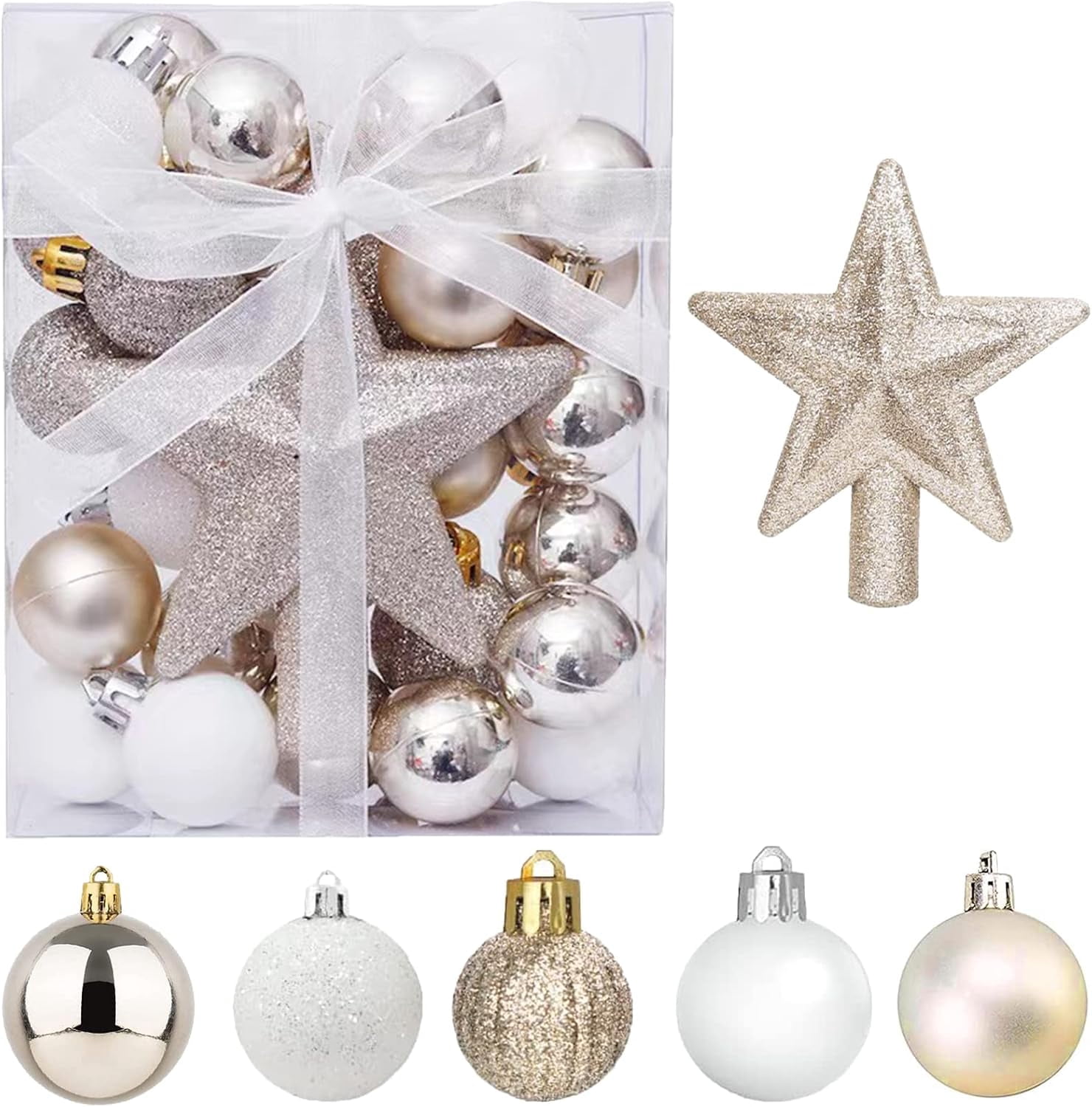 30 Pcs Mini Christmas Balls Ornaments Set, Kvago 3 cm Small Christmas ...