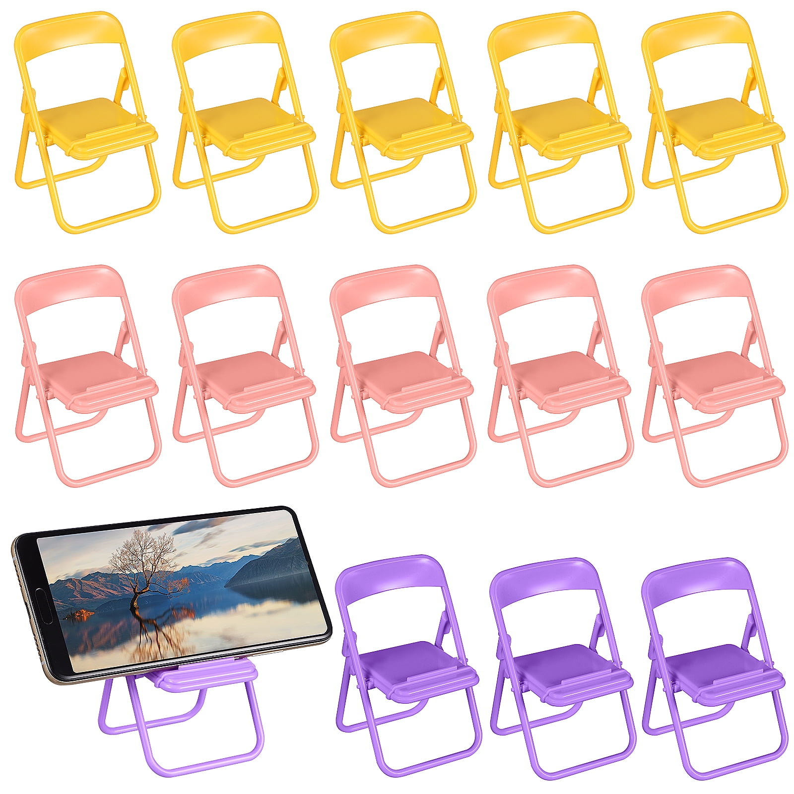 30 Pcs Mini Foldable Chairs Dollhouse Folding Chairs Phone Holder Mini ...