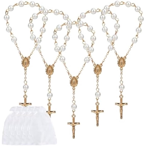 30 Pcs Mini Rosary Baptism Favors Bulk and 30 Organza Bags for ...