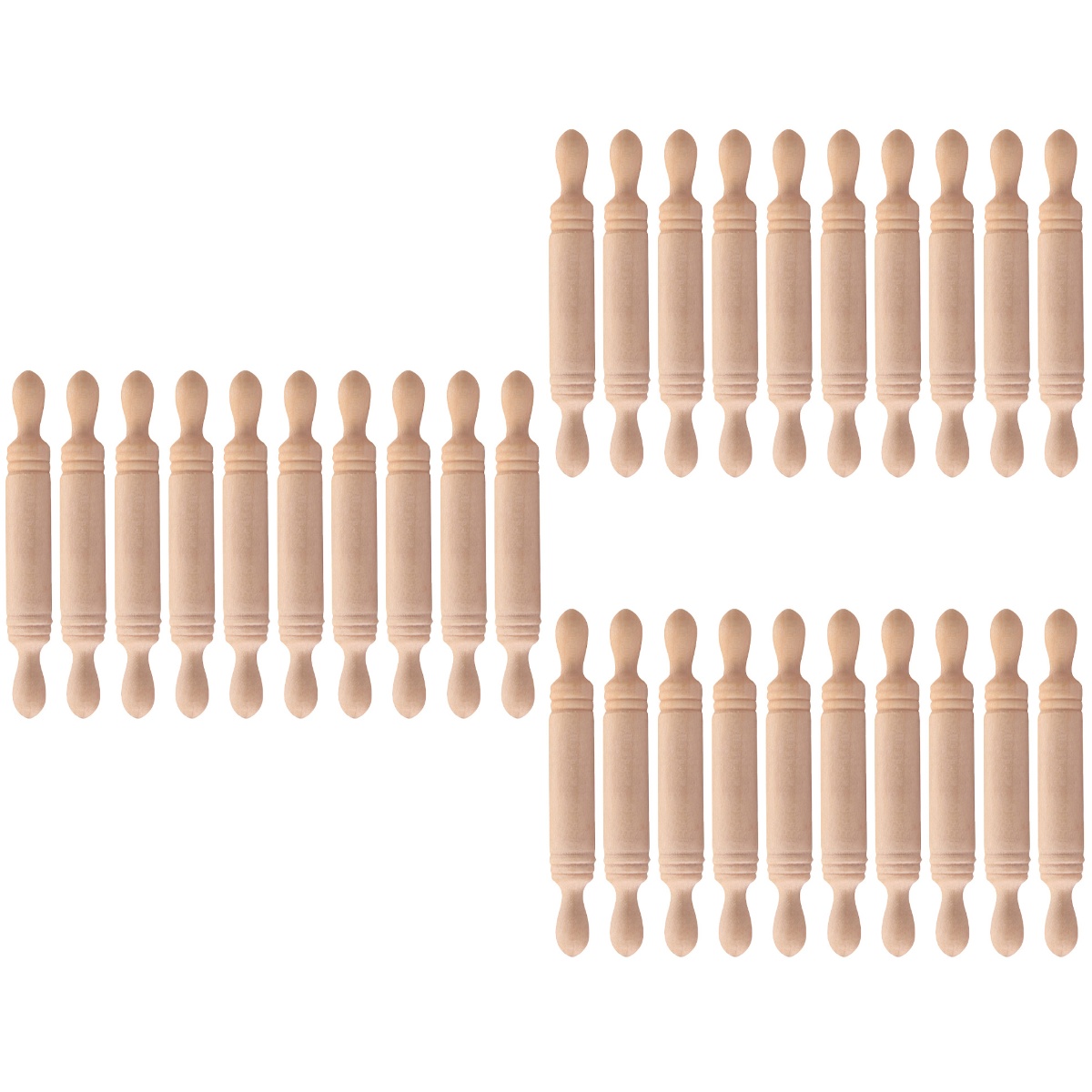 30 Pcs Mini Wood Rolling Pin Wooden Dollhouse Kids Gummies Tray Rod Toy ...