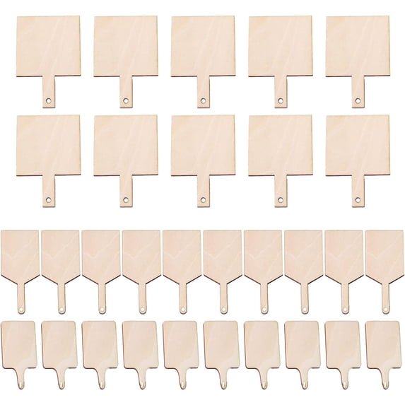 30 Pcs Mini Wooden Cutting Board with Handle,Unfinished Wood Blank ...