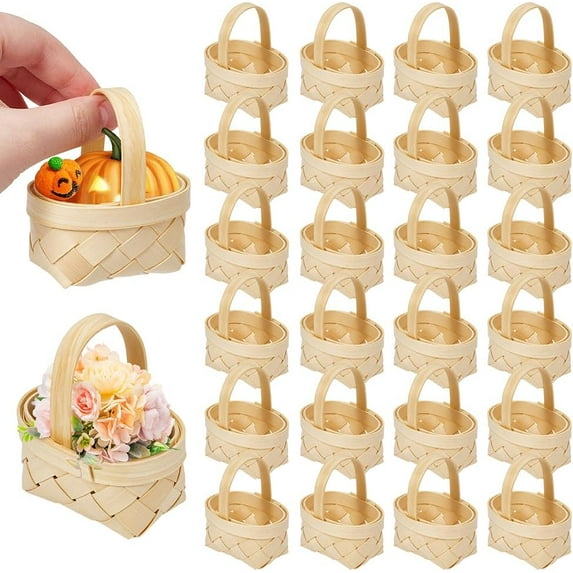 30 Pcs Mini Woven Baskets with Handles Micro Landscape Dollhouse ...