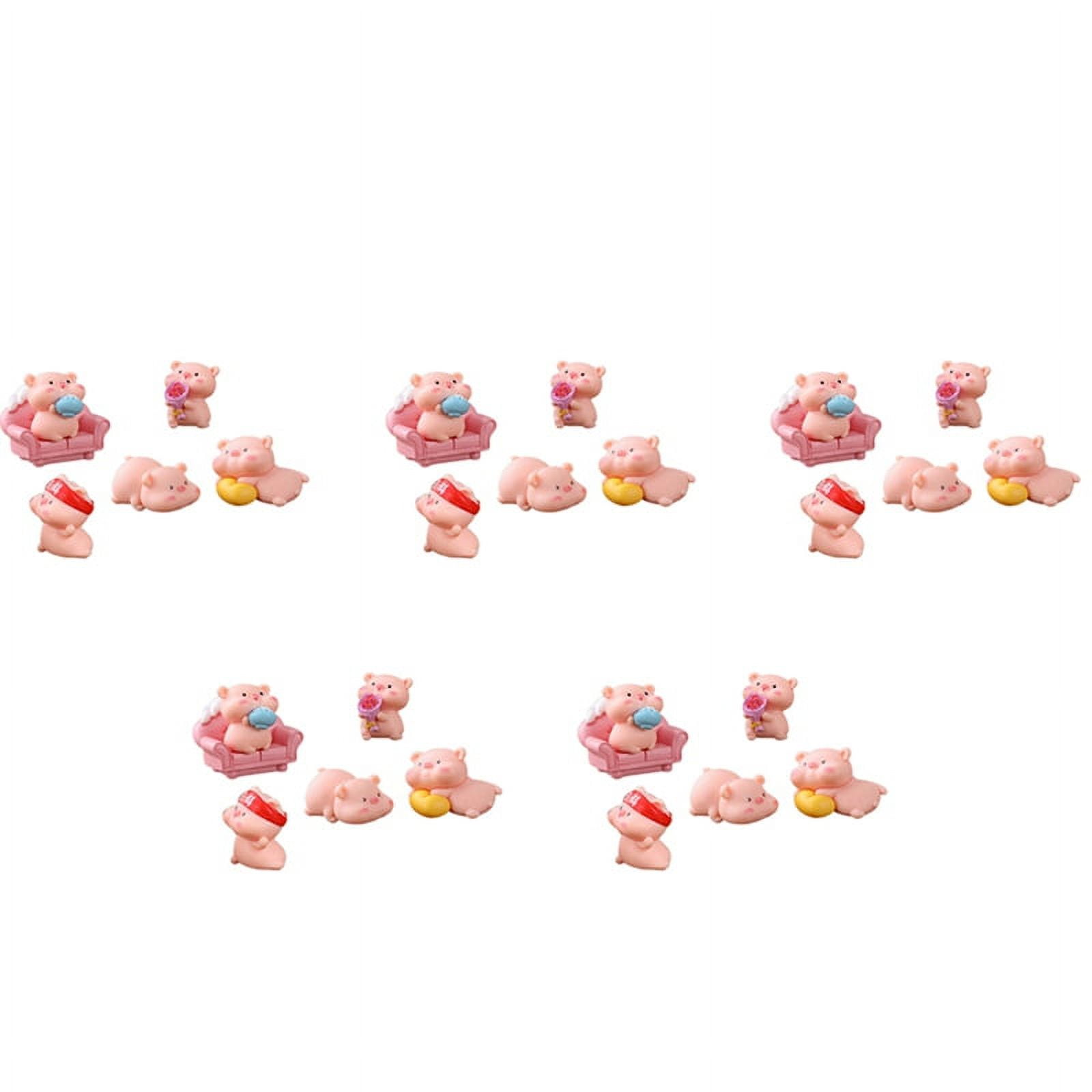 30 Pcs Miniature Pigs Figurines Cute Pink Pig Family Toys Figures DIY ...