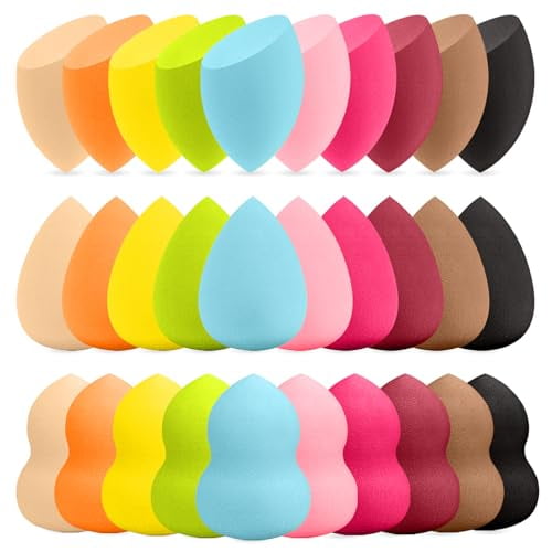 30 Pcs Multicolor Makeup Sponge Set - Latex-Free, Soft & Reusable ...