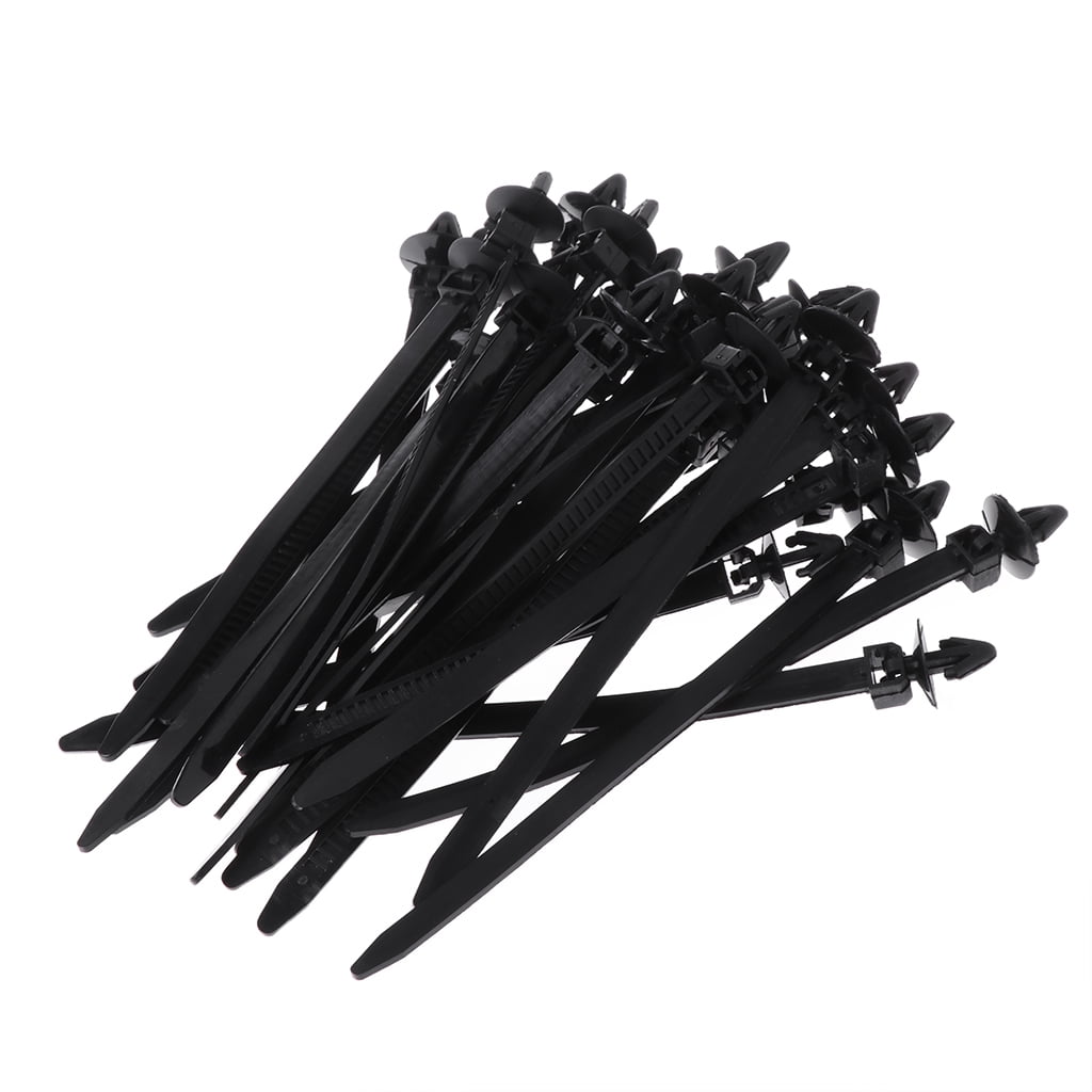 30 Pcs Nylon Black Car Auto Cable Strap Push Mount Wire Tie Retainer ...