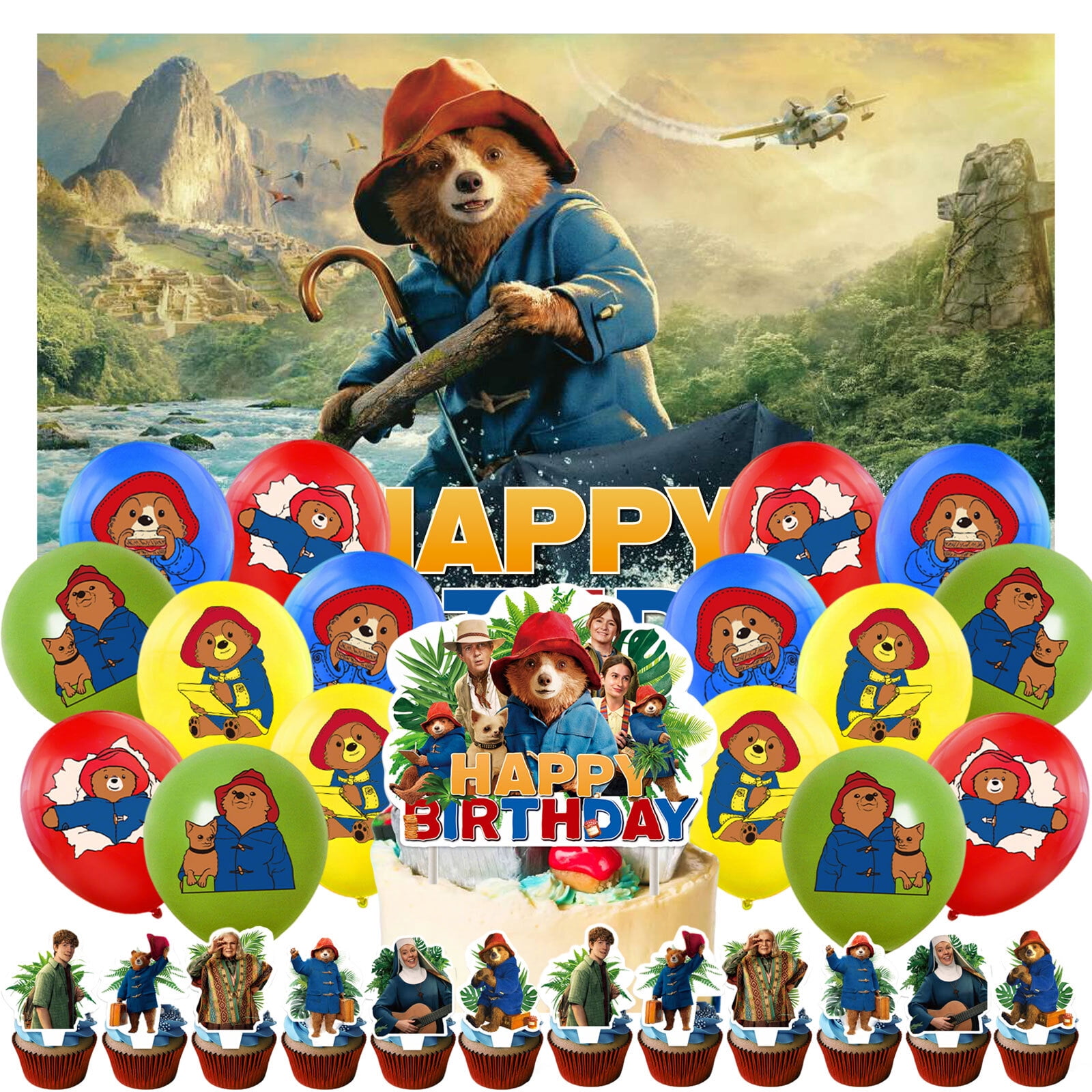30-Pcs For Paddington Cartoon For Peru-Themed Party Decoration Set ...