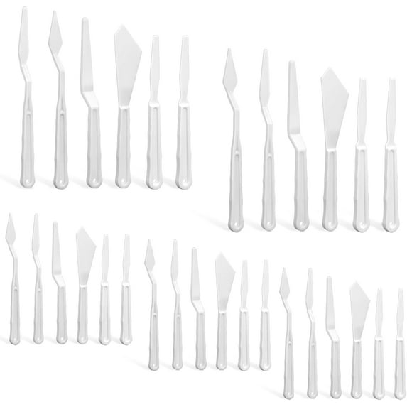 30 Pcs Paint Spatula Tools Plastic Painting Palette Knives White Art ...