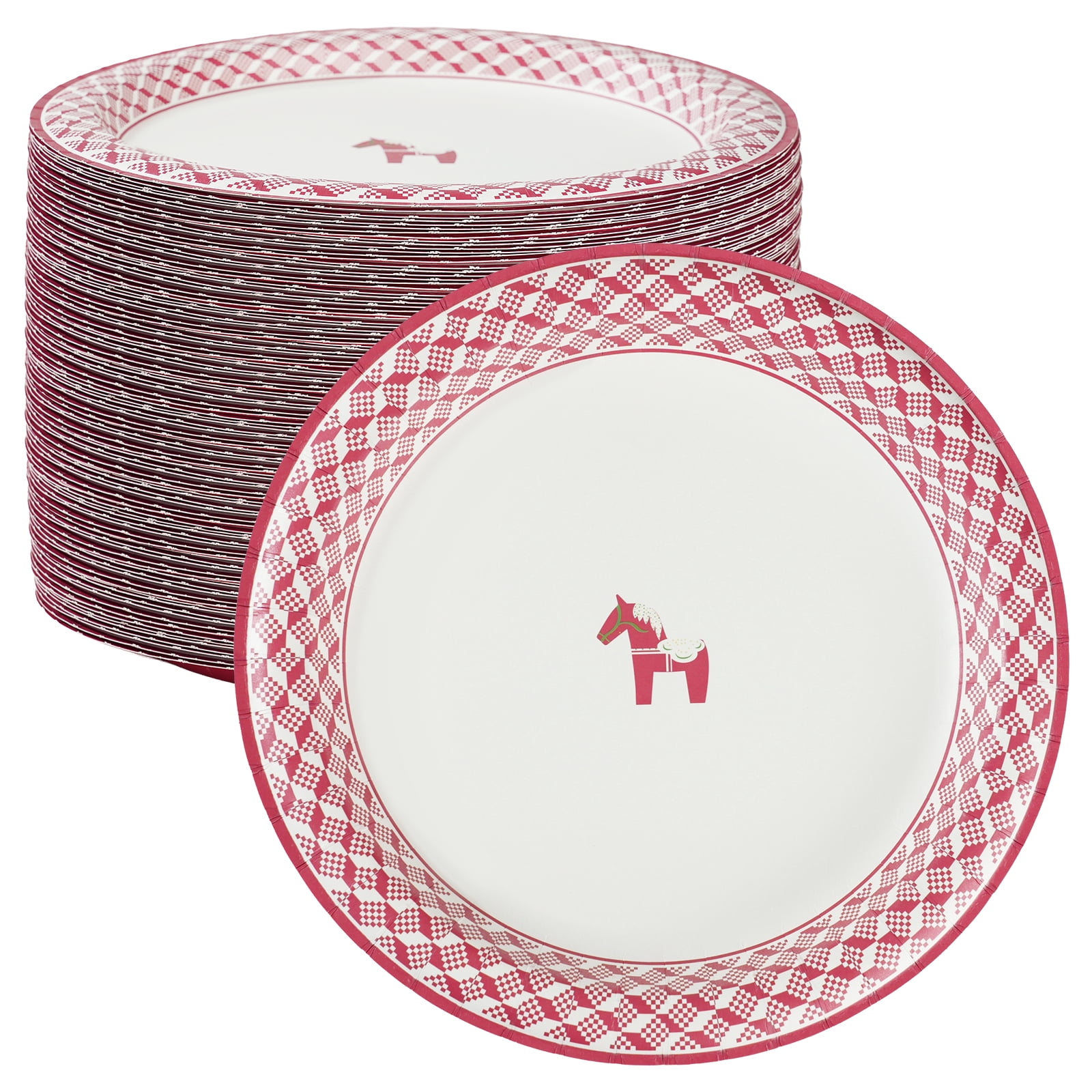 30 Pcs Paper Plates Disposable, 10 inch Red Horse Round Dinner Plates ...