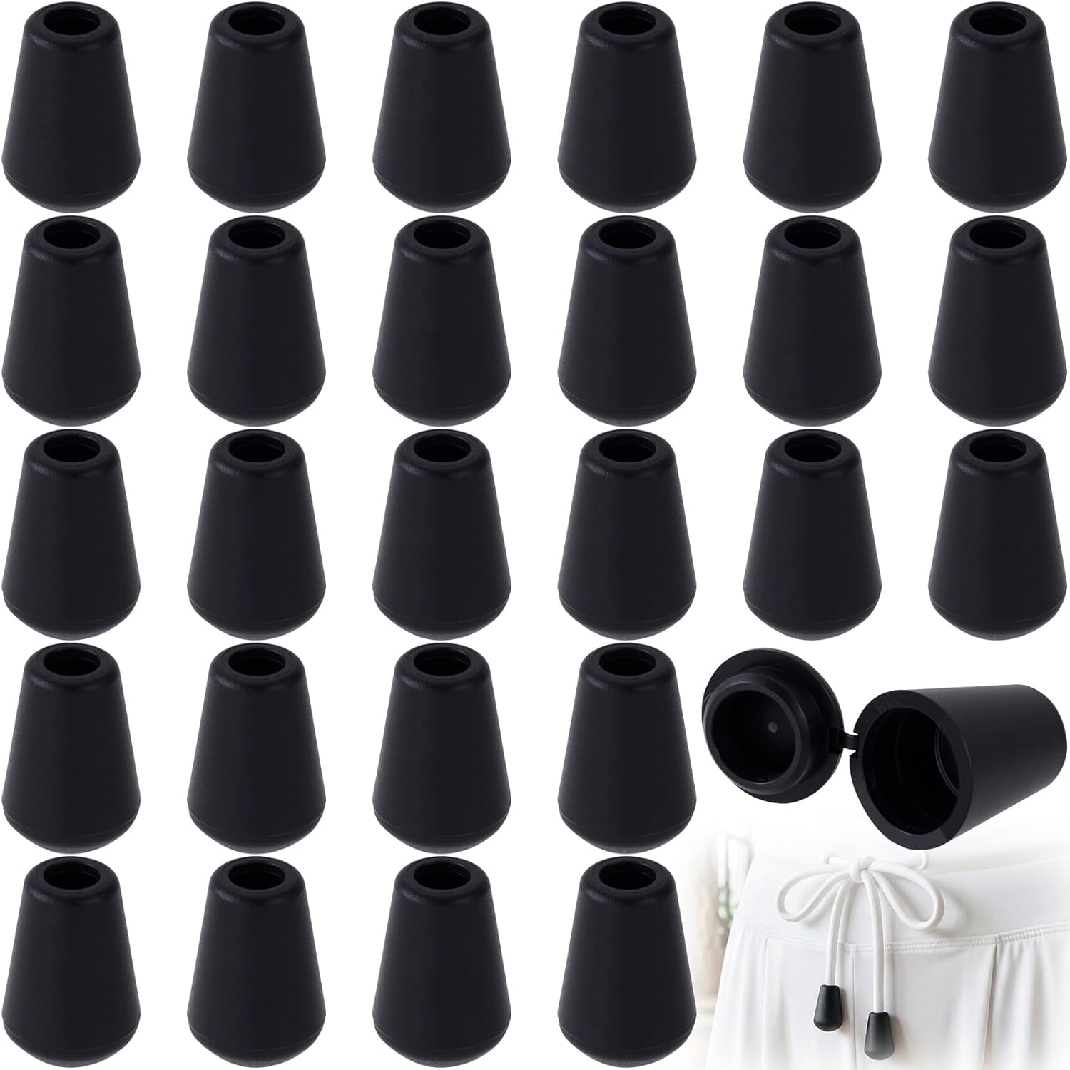 30 Pcs Paracord End Caps, Plastic Cord Lock Rope End Bell Stopper With ...