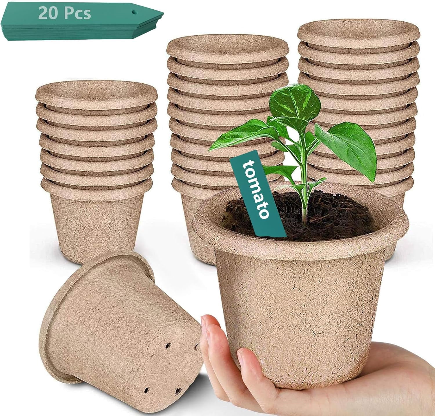 30 Pcs Peat Pots for Seedlings, 4.33 inch Biodegradable Seed Nursery ...
