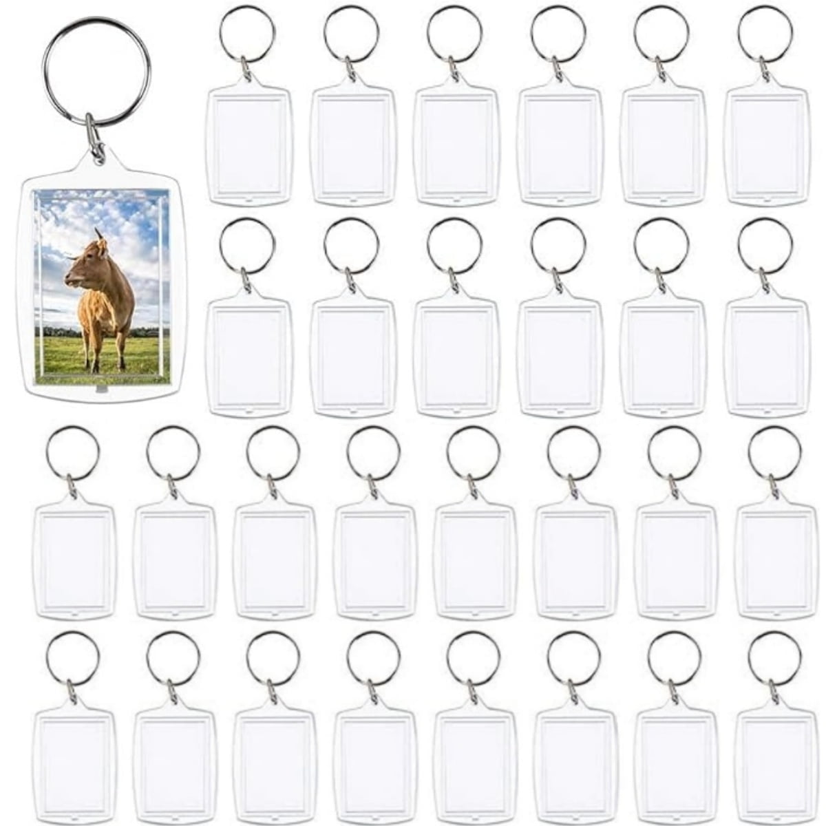30 Pcs Photo Insert Keychains, Boriyuan Acrylic Clear Blank Keyrings ...