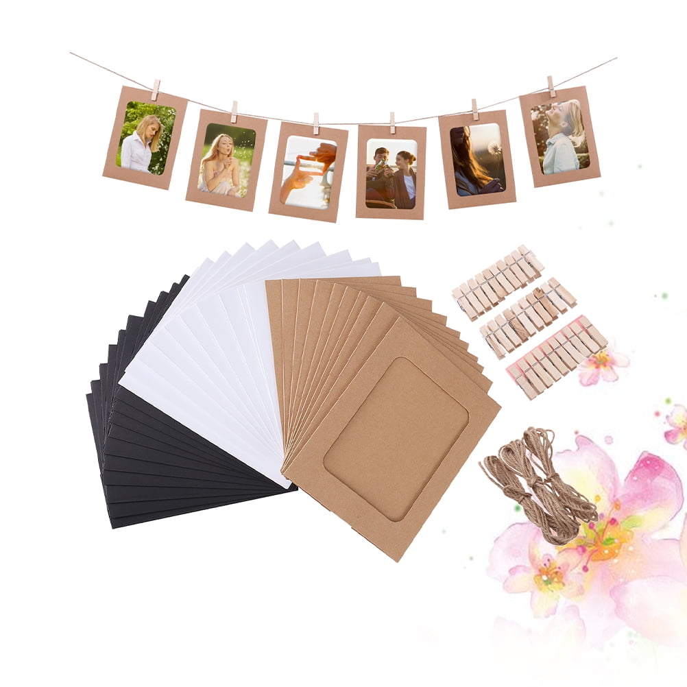 30 Pcs Photo Wall Decoration Frame Paper Kraft Frames Clip String ...