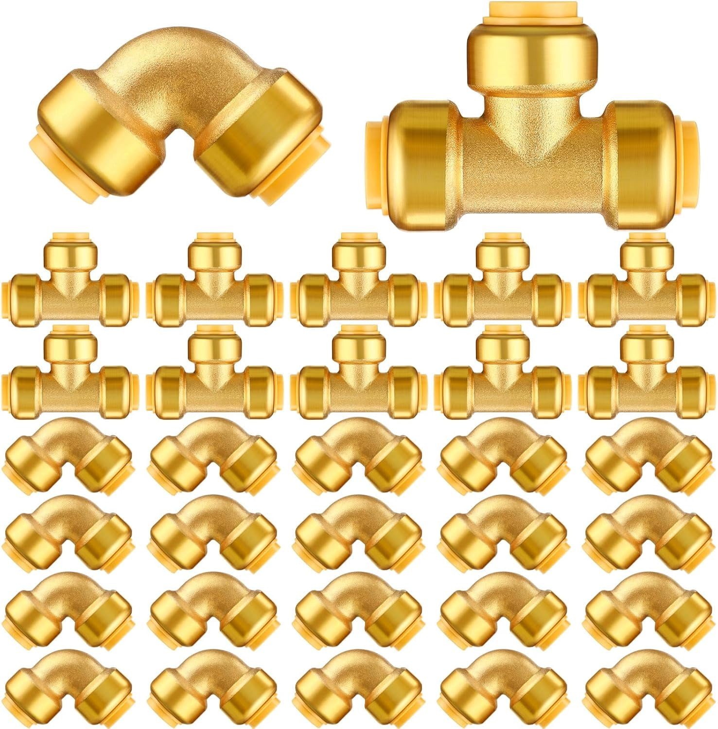 30 Pcs Plumbing Fittings 1/2 Inch Bulk Pack with 20 Pcs Brass Pushfit ...