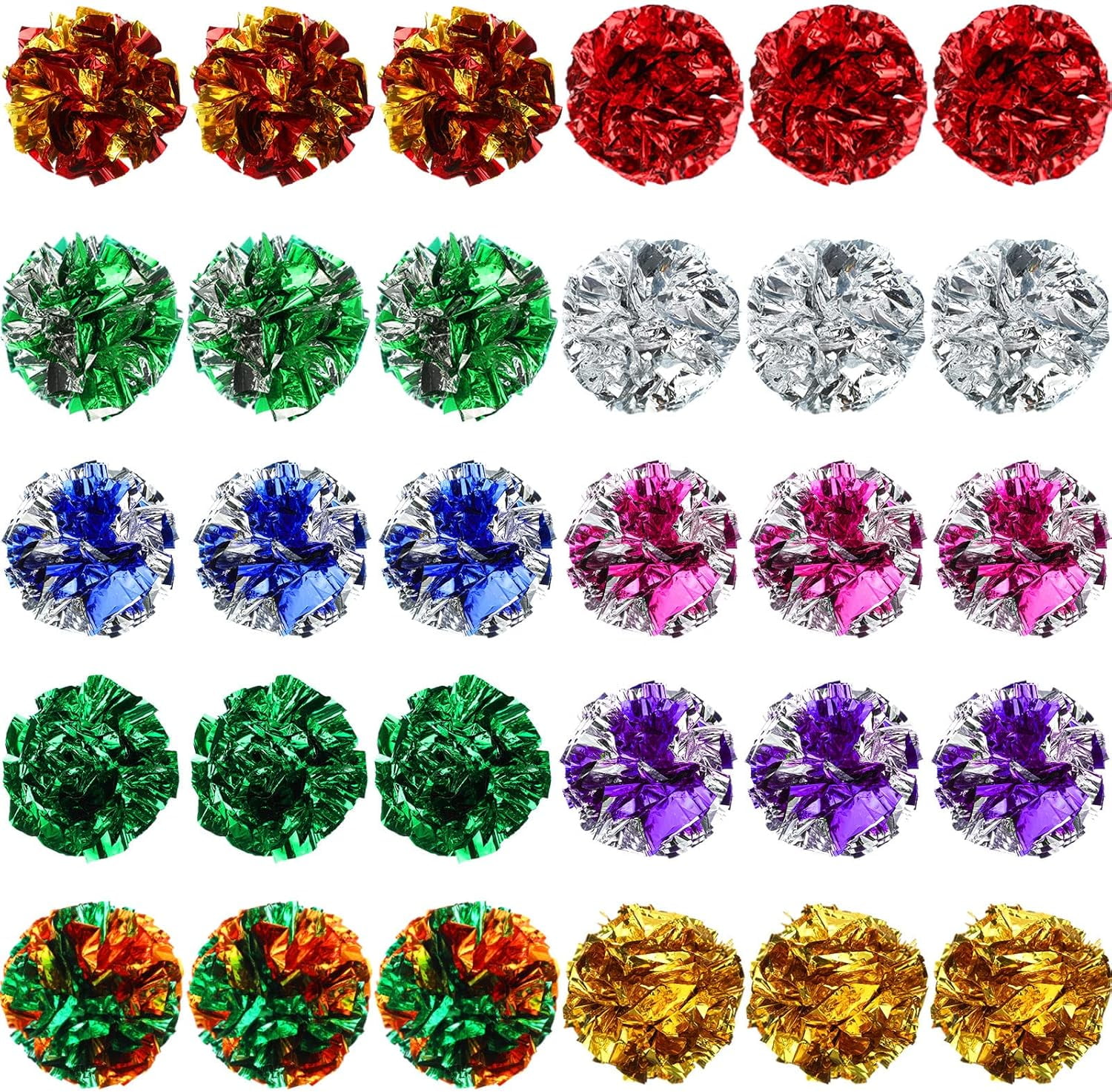 30 Pcs Polyester Film Crinkle Balls Cat Toys 2.36" Interactive Crinkle ...