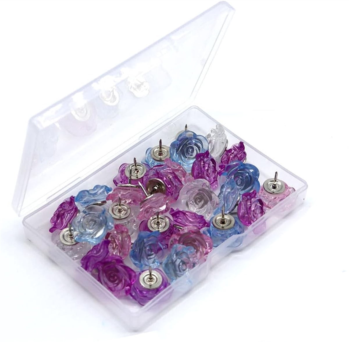 30 Pcs Purple Flower Push Pins,Reliable Cute Rose Push Pins,Flower ...