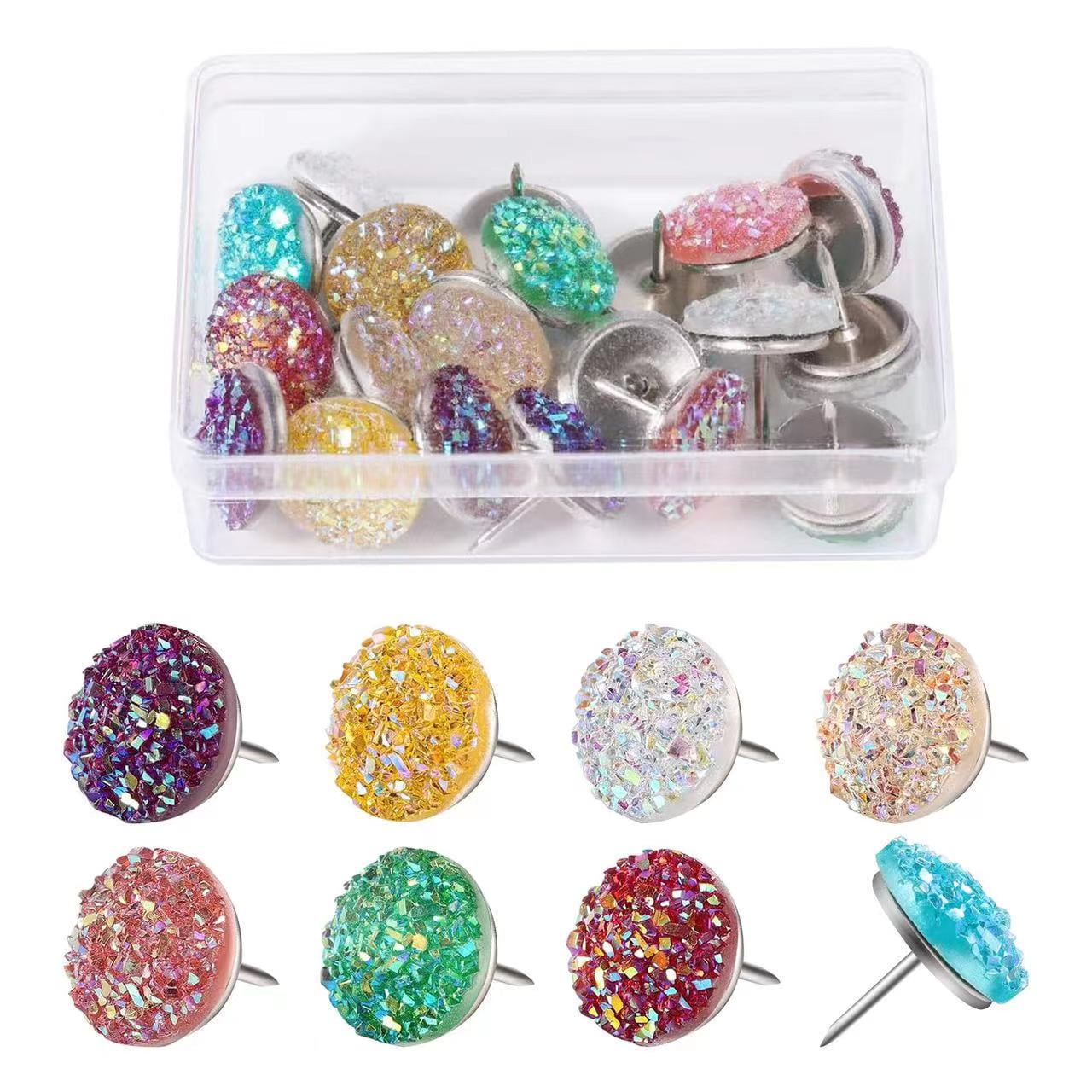 30 Pcs Push Pins, Trianu Shiny Diamond Push Pins Glitter Rhinestone ...
