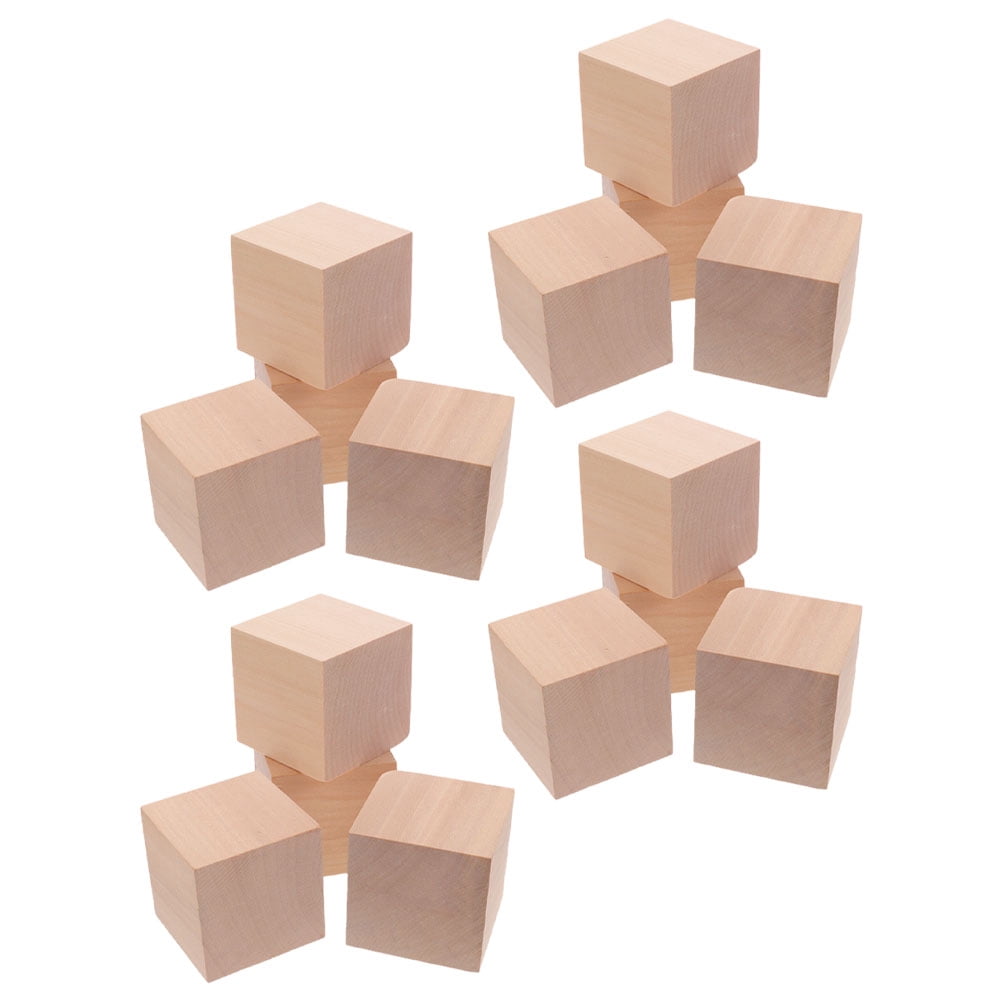 Worgeous 30Pcs Unfinished Wooden Cubes for Crafts Safe Natural Wood ...