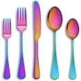 30 Pcs Rainbow Silverware Set Service for 6,Stainless Steel Flatware ...