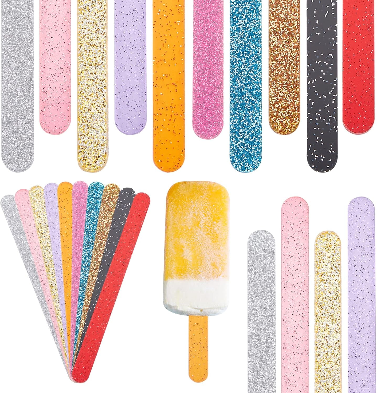 30 Pcs Reusable Acrylic Cakesicle Sticks 10 Colors 11.45cm(4.5inch ...