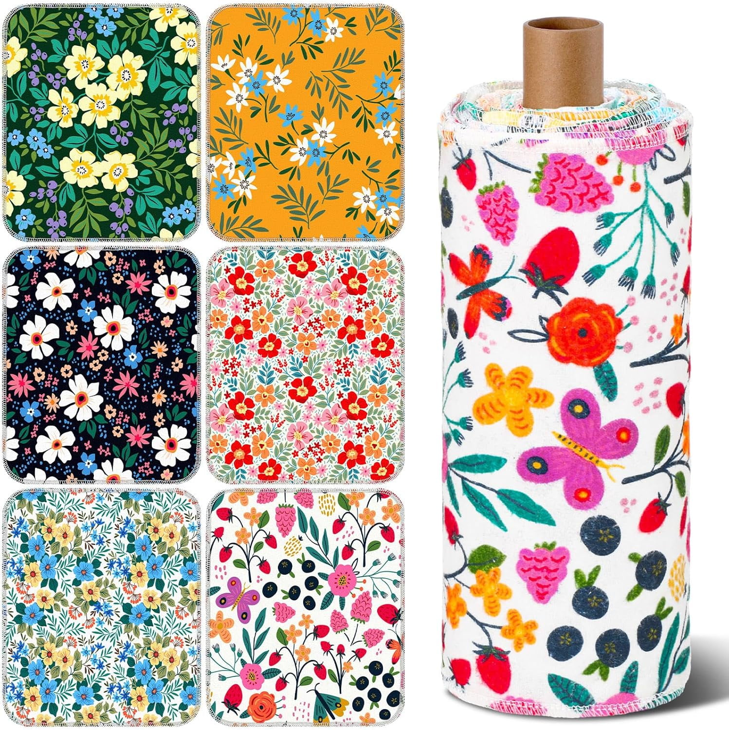 30 Pcs Reusable Paper Towels Rolls Kitchen Towels Bulk Washable ...