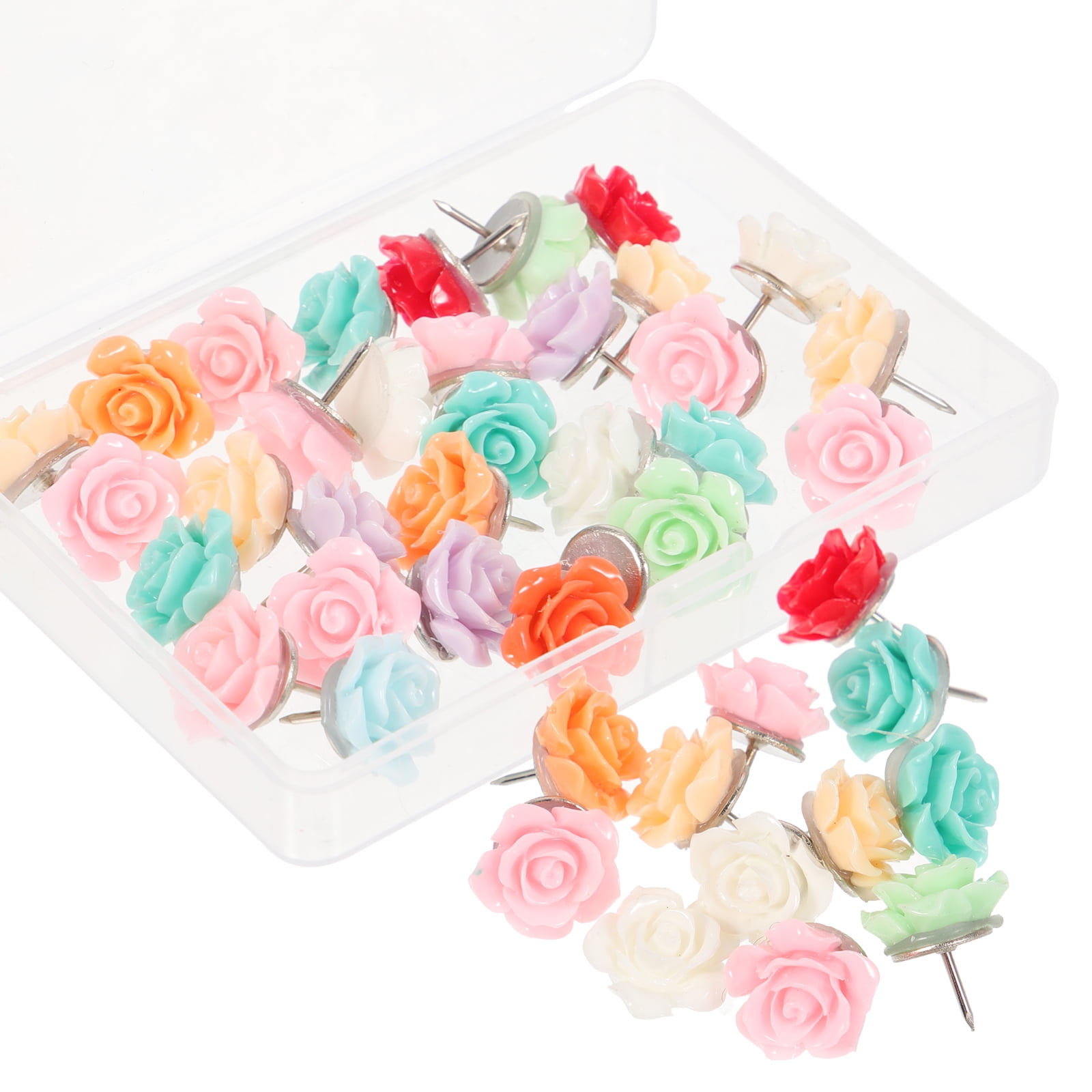 30 Pcs Rose Pushpin Multi-function Thumbtacks Replaceable Map Bulk ...