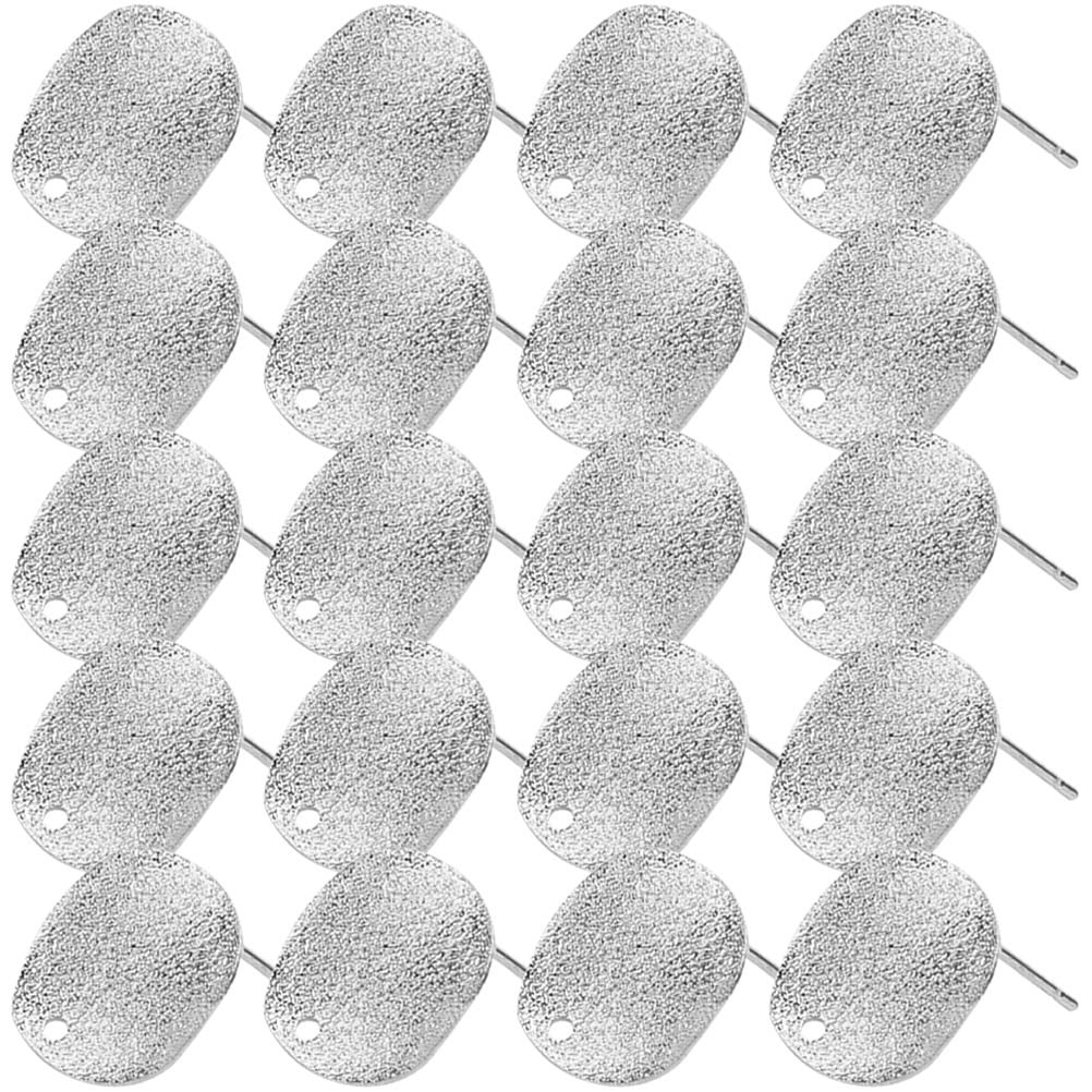 30 Pcs Round Ear Pin with Hole Earring Bezel Tray Stud Earrings ...