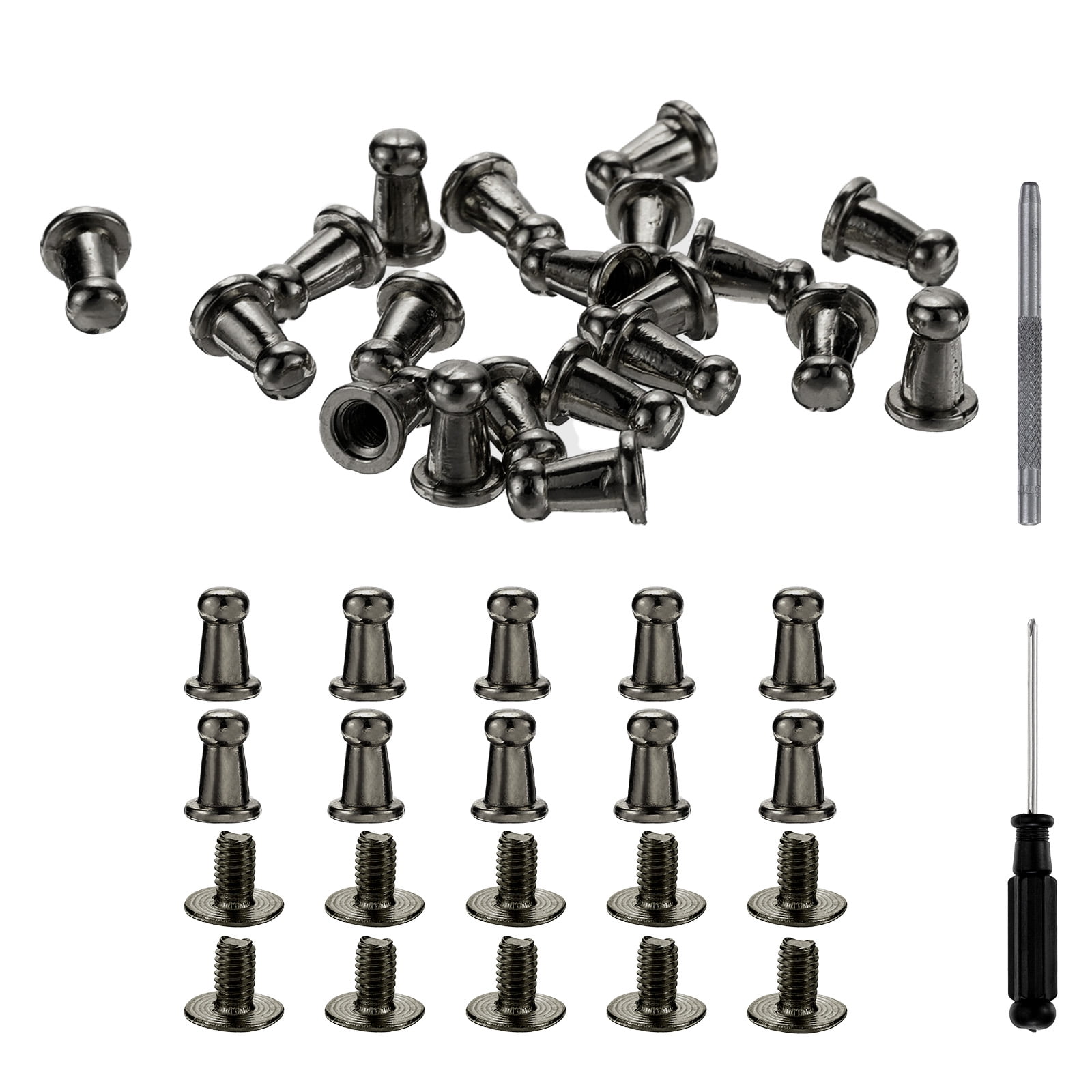 30 Pcs Round Head Button Studs 4mm Alloy Leather Rivets with Screw ...