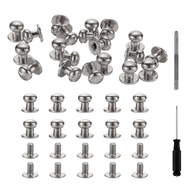 30 Pcs Round Head Button Studs 7mm Alloy Leather Rivets with Screw ...