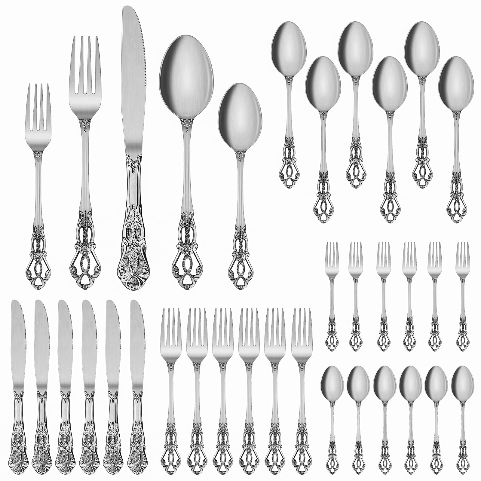 Silverware Set for 6, Royal Vintage Stainless Steel Cutlery with Steak ...