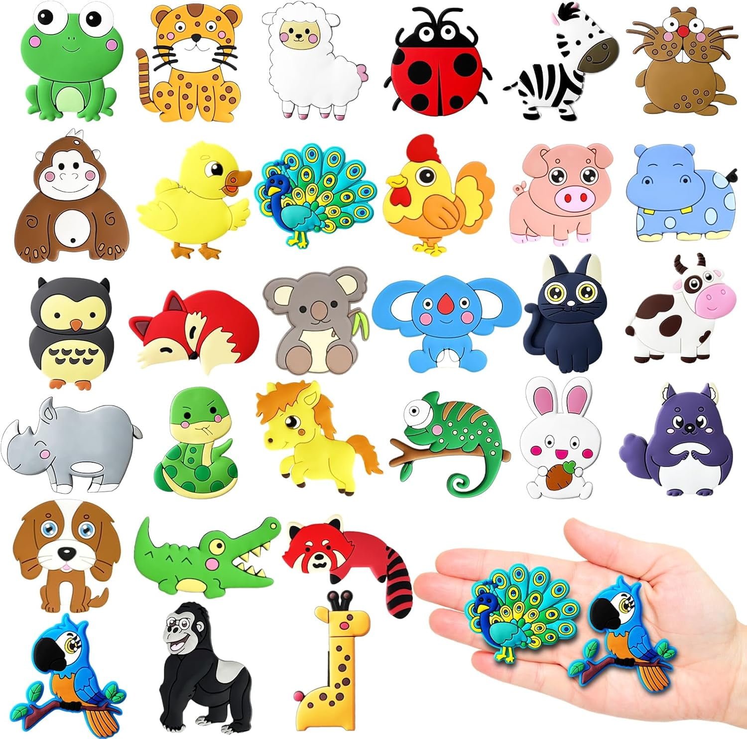 30 Pcs Rubber Fridge Magnets for Kids,Cute Animals Magnets,Farm ...