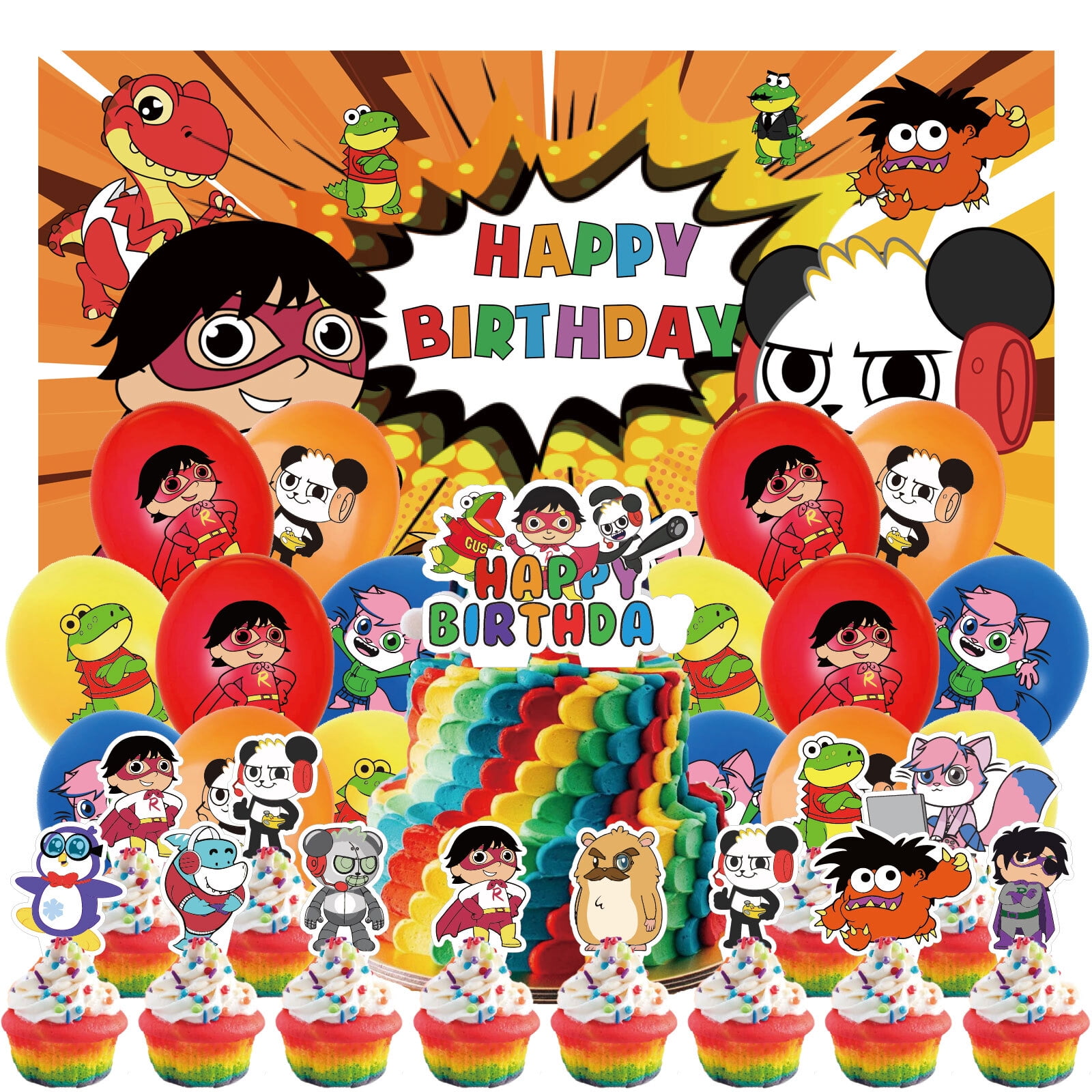 30 Pcs For Ryan's World Cartoon-Themed Birthday Decorations and Party ...