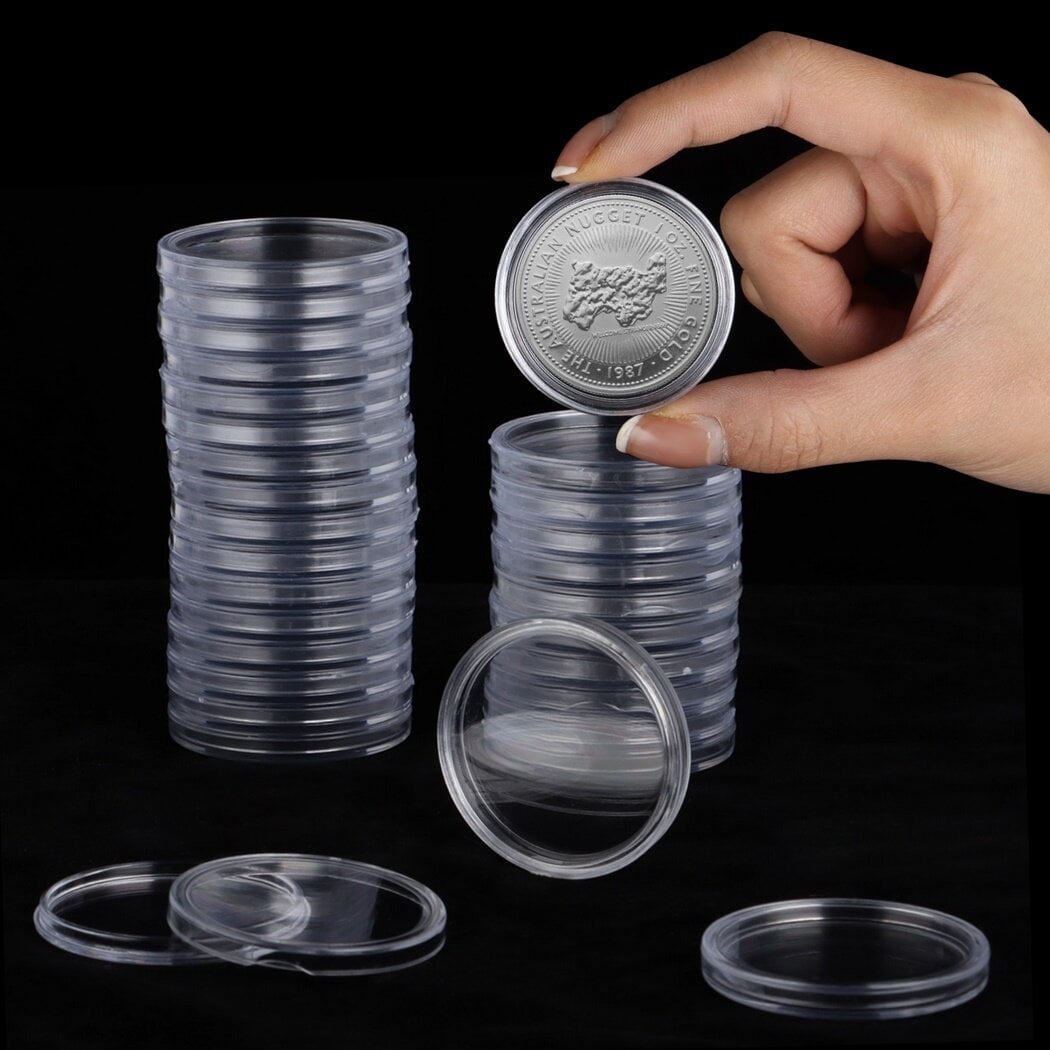 30 Pcs Silver Dollar Holders, 1.6" Round Coin Capsules, Clear Silver ...