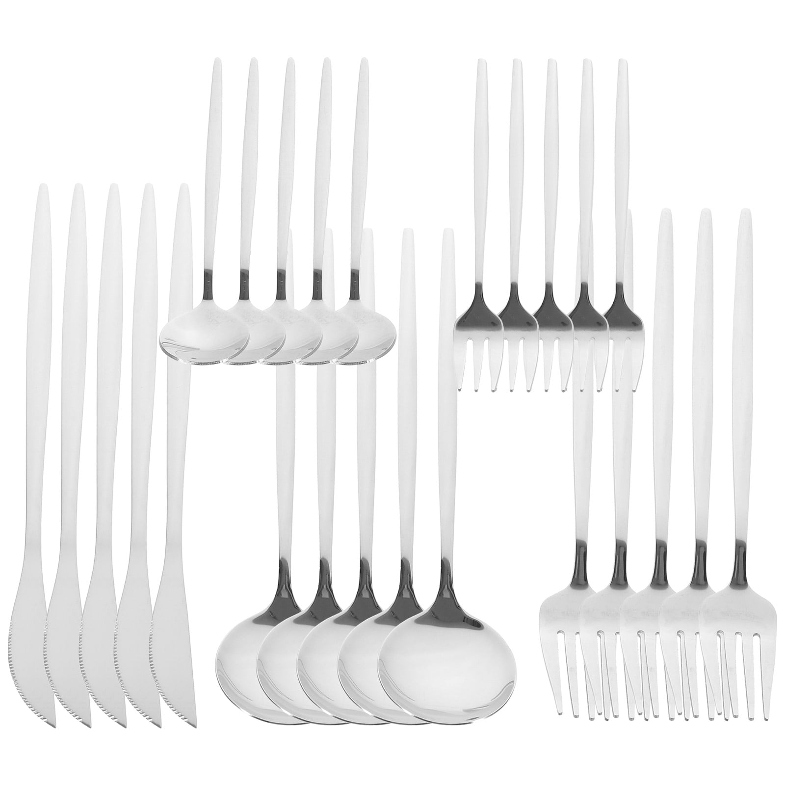30 Pcs Silverware Sets Utensil Sets Cutlery Set Stainless Steel Flatware Spoon Fork Knives ...