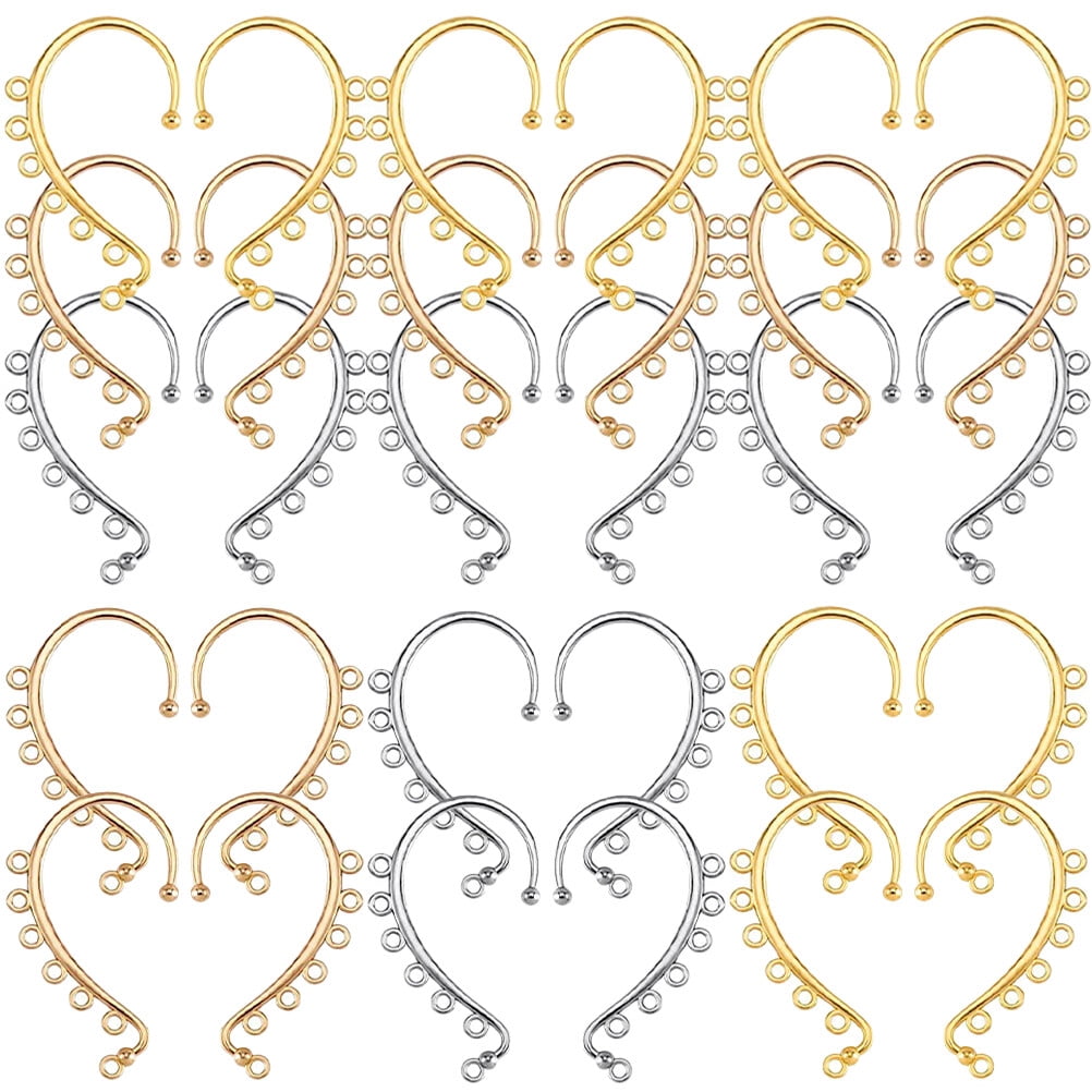 30 Pcs Six-hole Earhook Ear Muffs Earbob Hook Stainless Steel Earrings ...