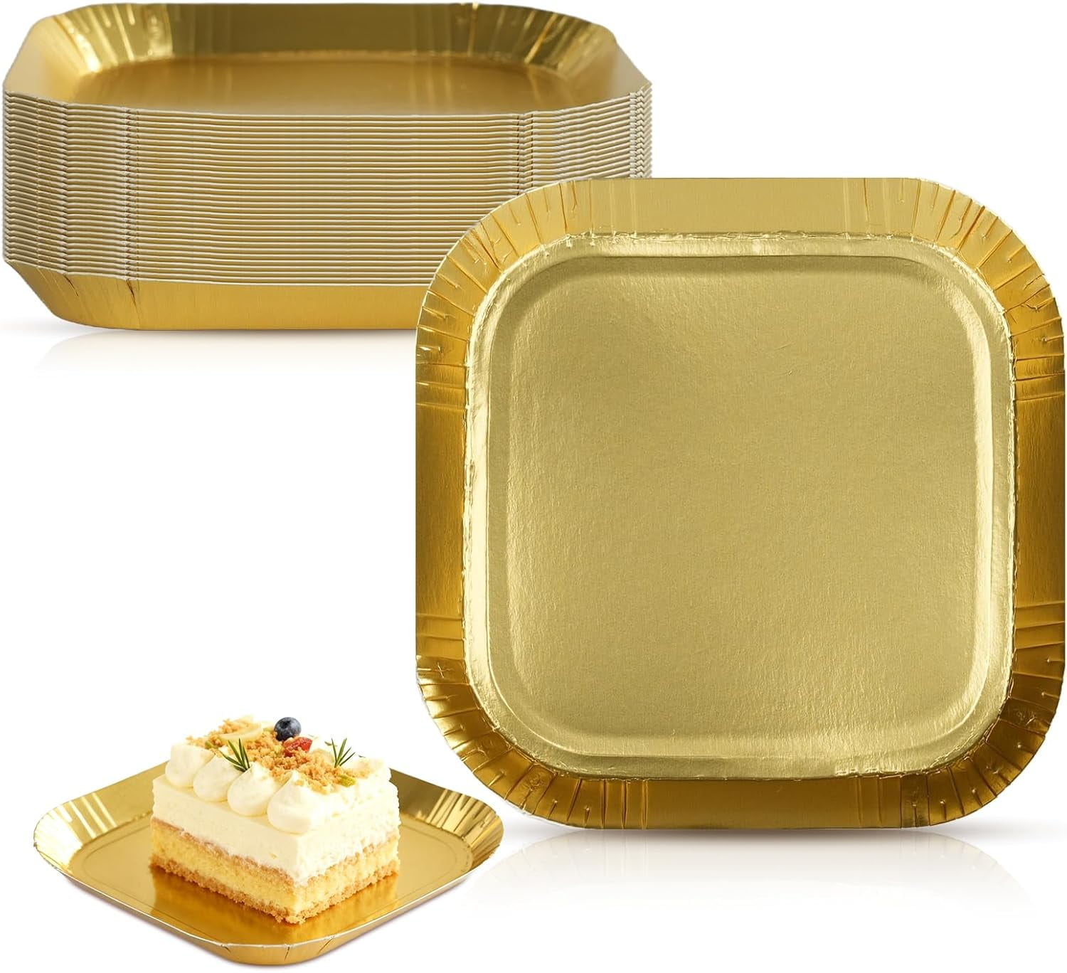 30 Pcs Small Gold Paper Plates 5 Inch Disposable Dessert Plates Square ...